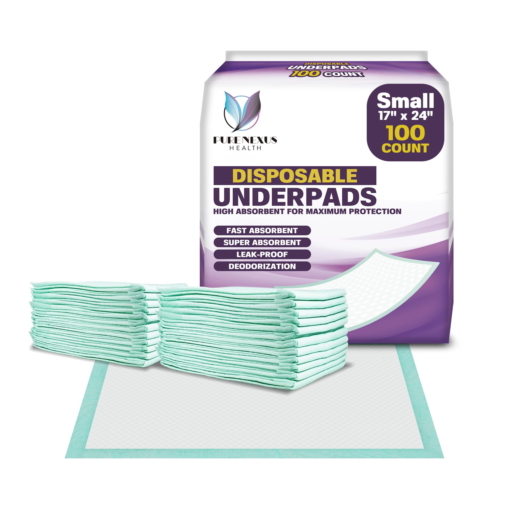 Amazon.com: PureNexus Health Disposable Bed Pads for Adults 17" x 24 ...