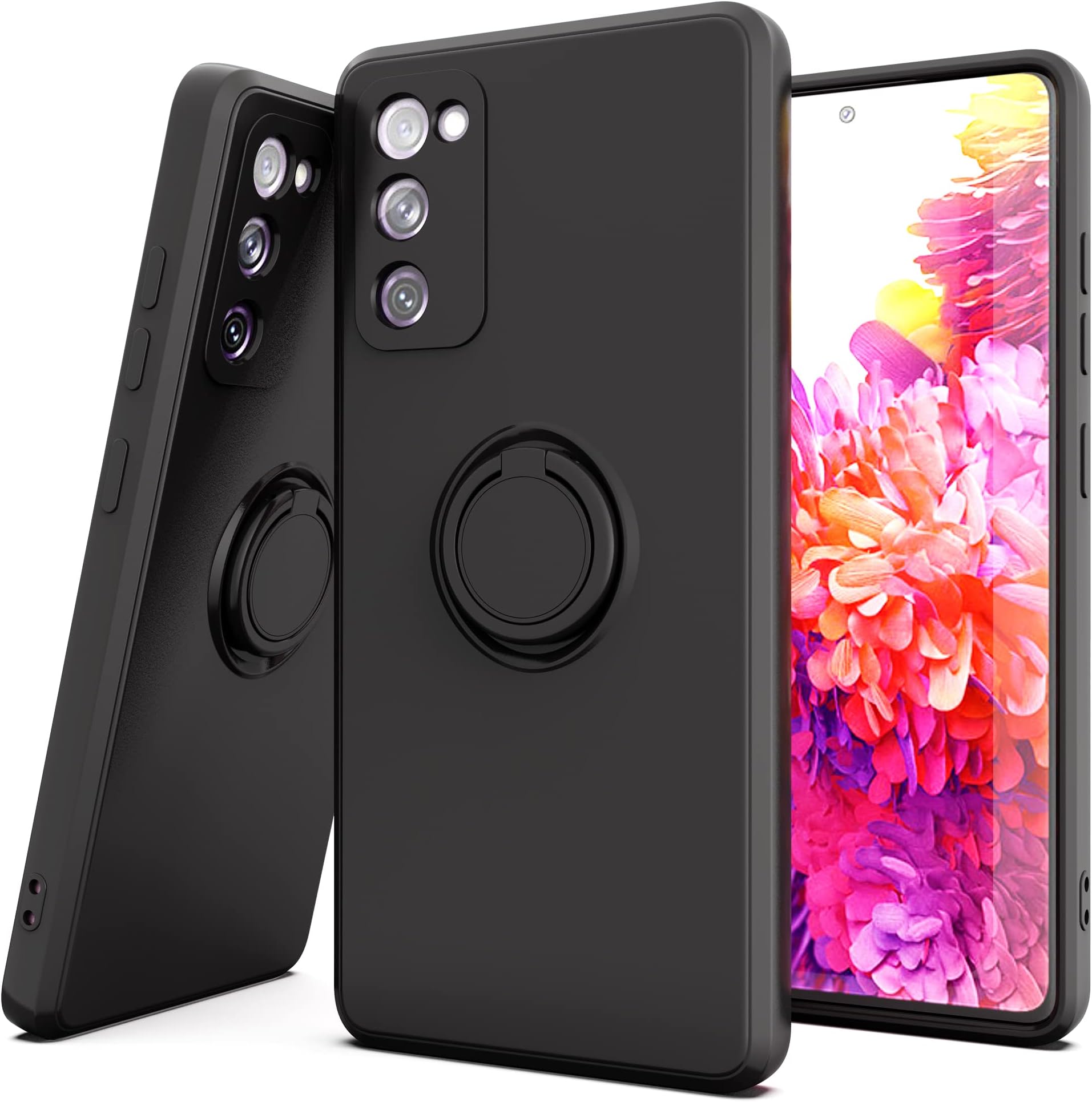 YmhxcY Galaxy S20 FE Case,360°Ring Holder Slim Silicone Soft Rubber Hybrid Hard Protection ...