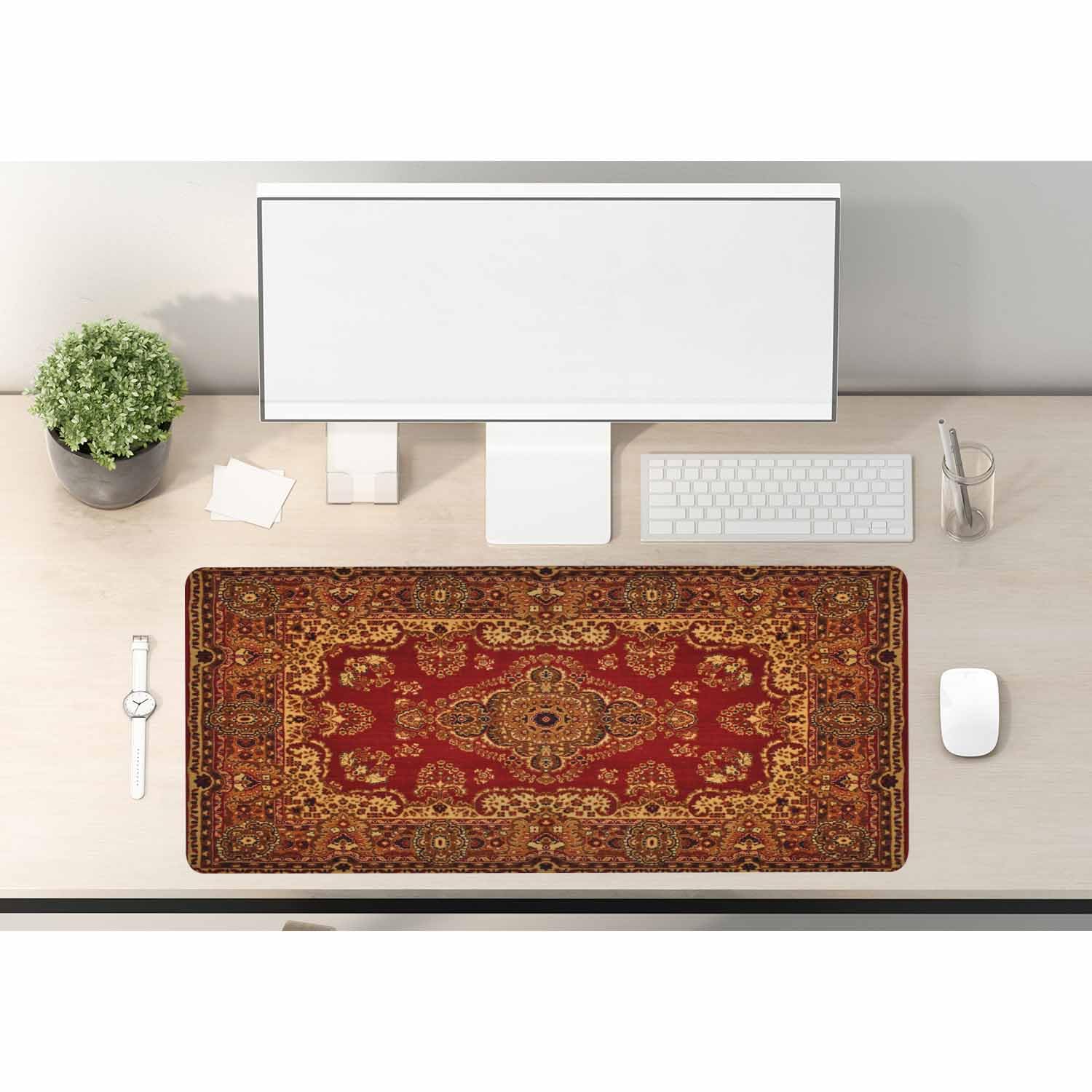 Woutay Large Mouse Pad,Red Persian Carpet Texture,Extended Mouse Pad ...
