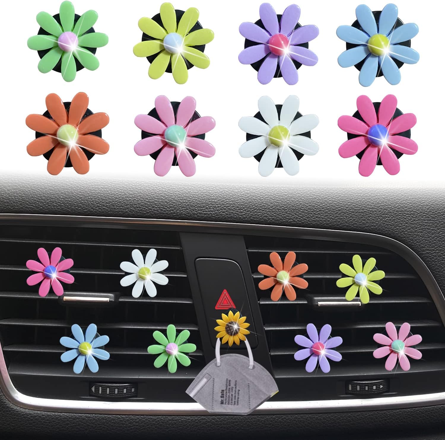 Amazon.com: 7 Pcs Cute Daisy Air Vent Clips, Flower Car Air Fresheners ...
