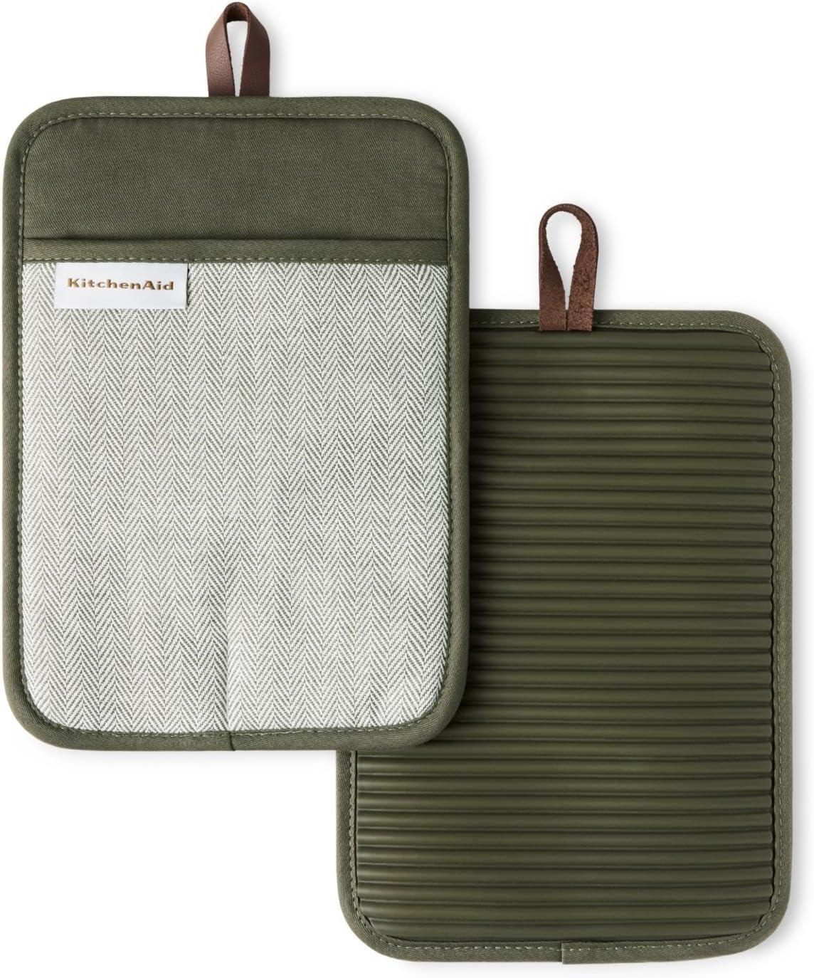Amazon.com: KitchenAid Ribbed Soft Silicone Pot Holder 2-Pack Set ...