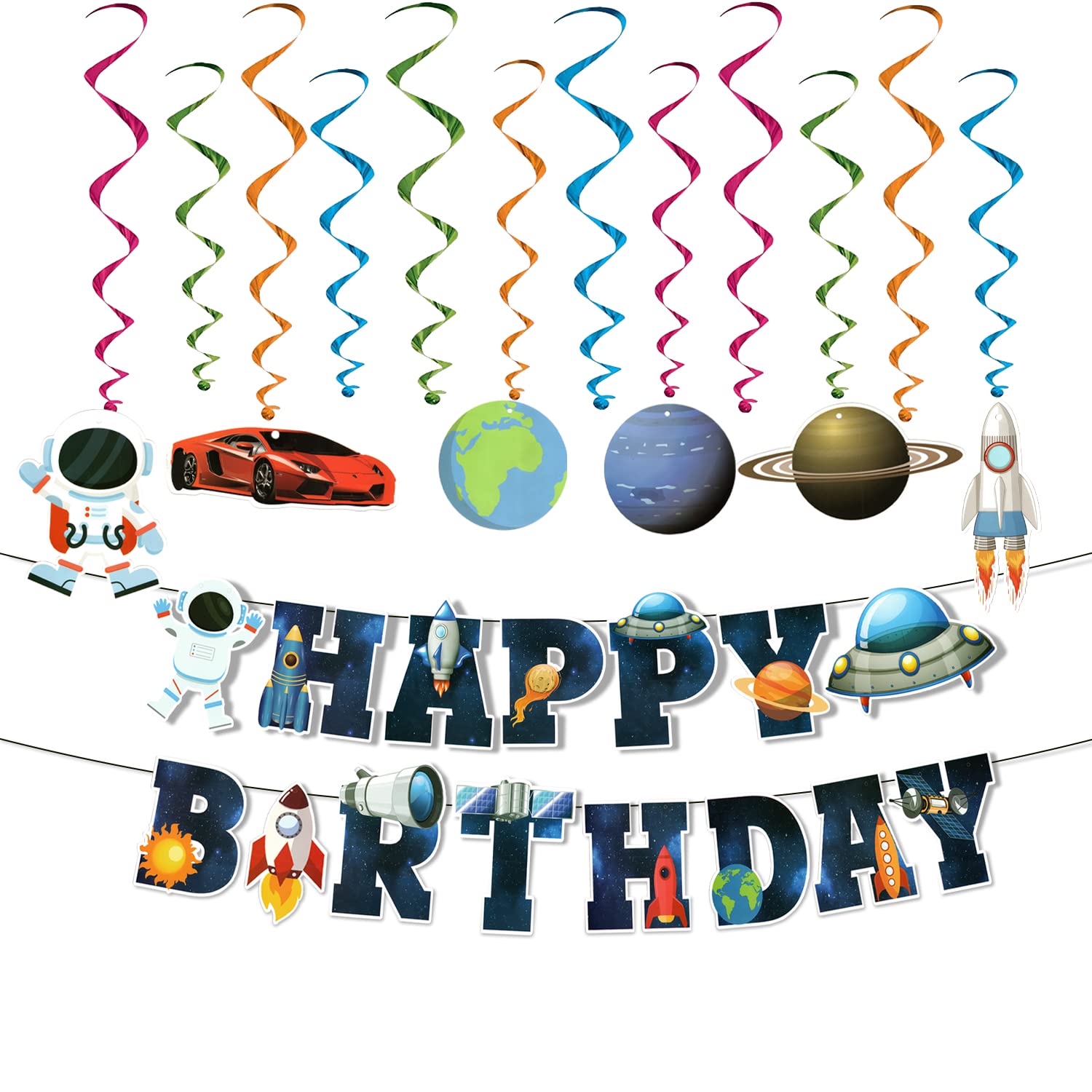 Rozi Decoration Outer Space Theme Birthday Set - 19 Pcs Galaxy ...