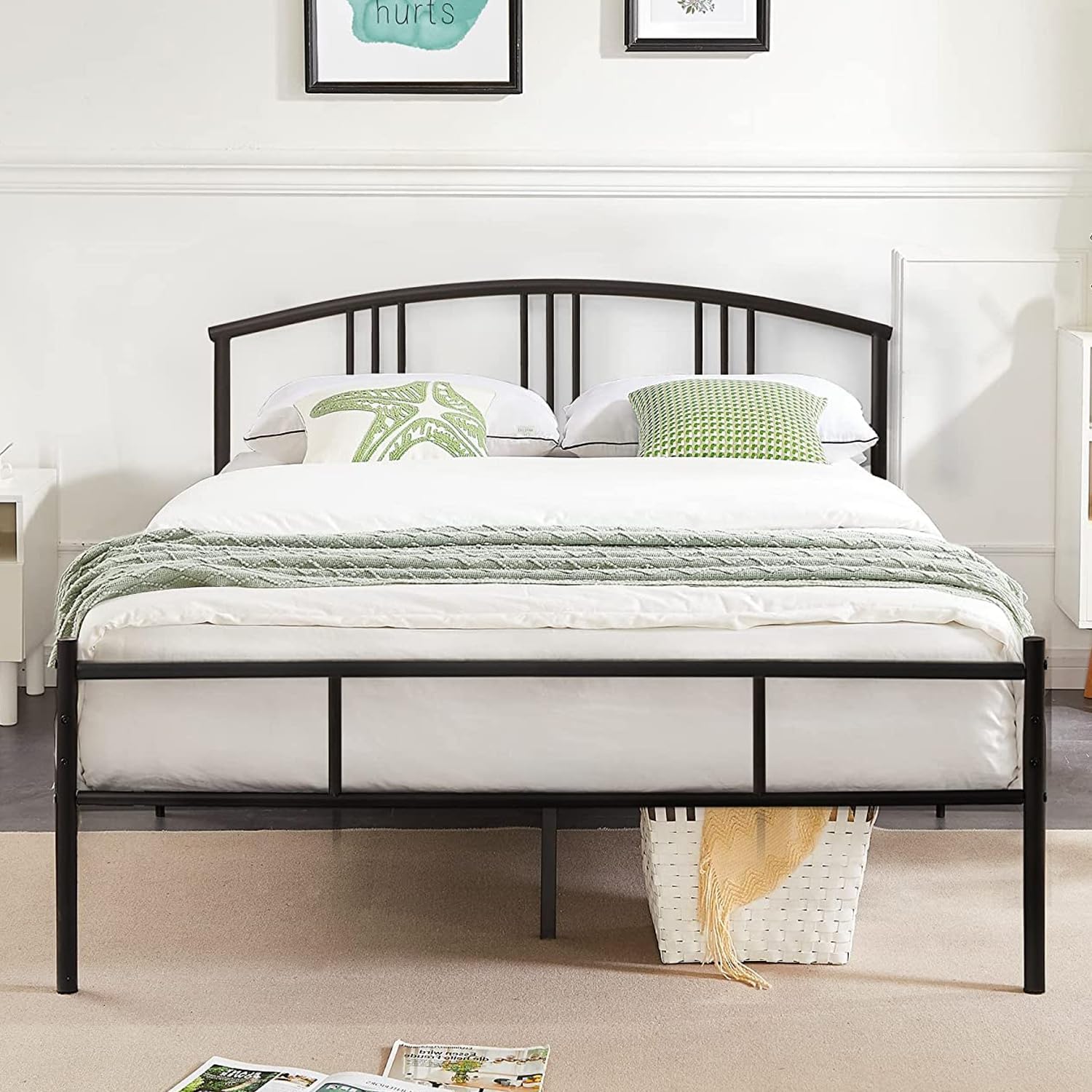 Amazon.com: VECELO 14 inch Full Size Bed Frame Metal Platform Mattress ...