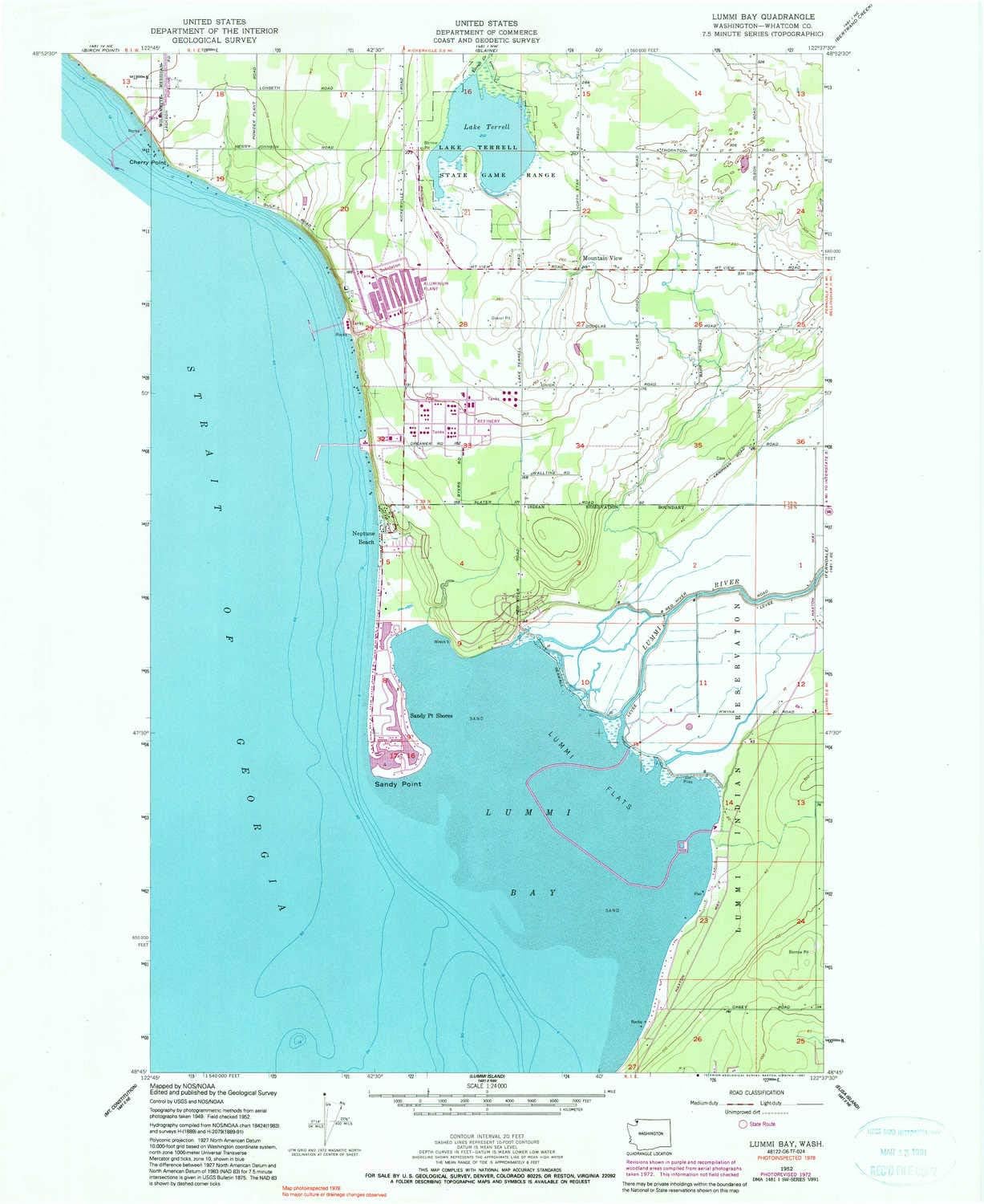 Amazon.com : YellowMaps Lummi Bay WA topo map, 1:24000 Scale, 7.5 X 7.5 ...