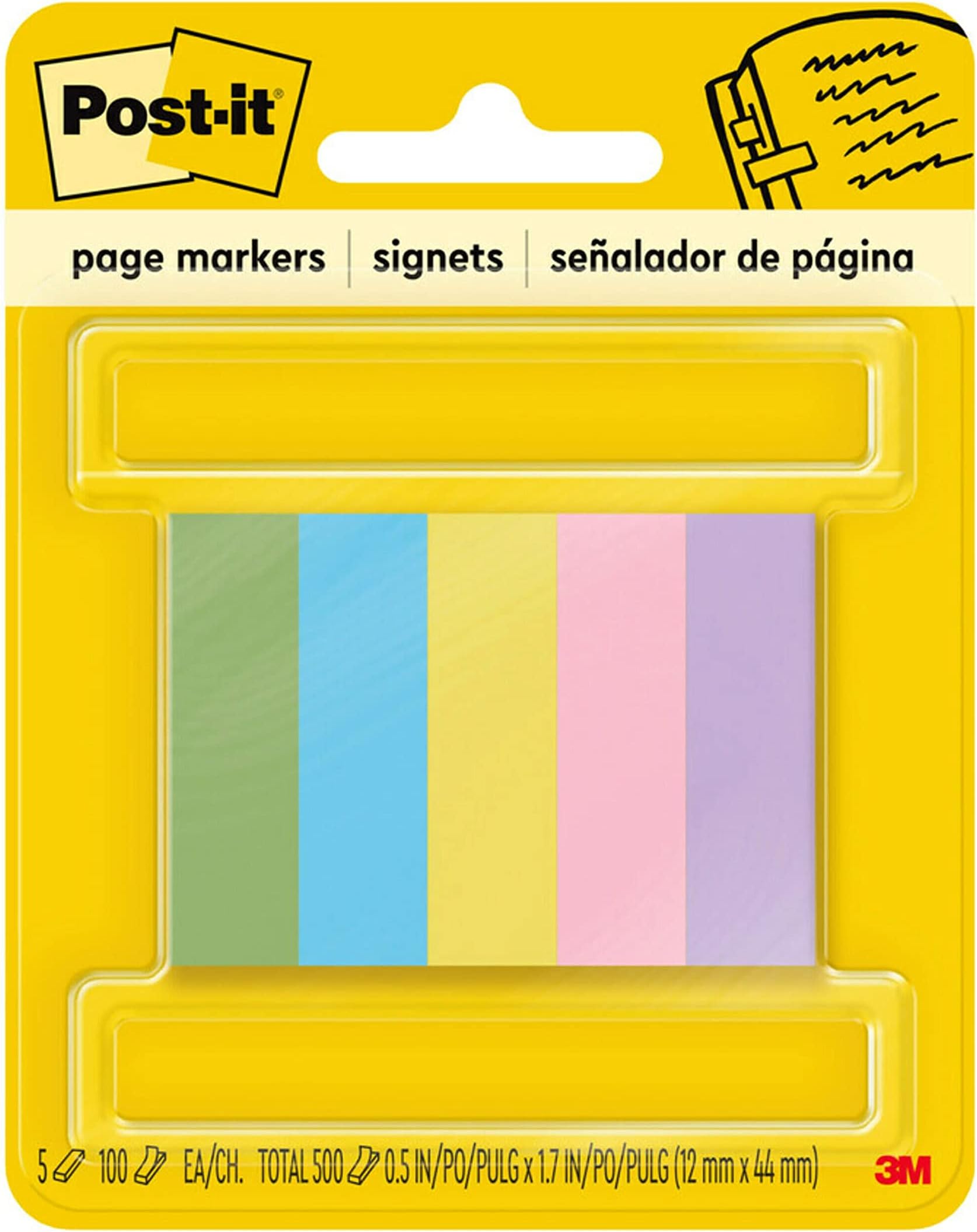 Amazon.com : Post-it Page Markers, 1/2 in x 1 3/4 in, Assorted Bright ...