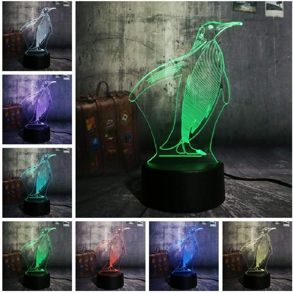 Amazon.com: 3D LED Cute Penguin Night Light 7 Color Change Desk Table ...