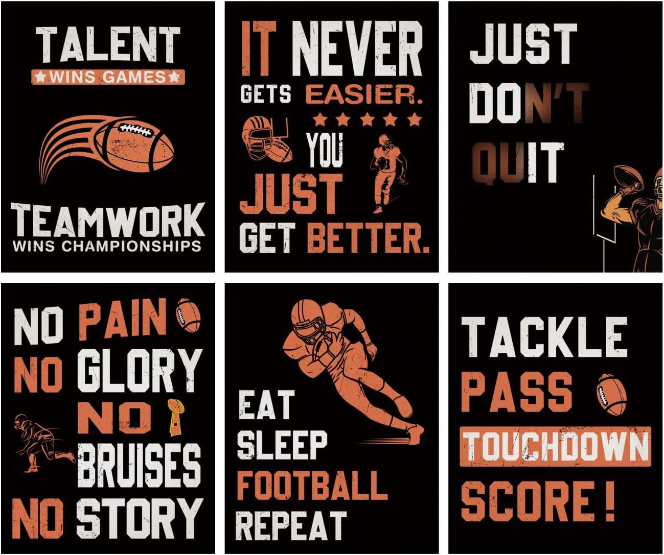 Amazon.com: MINI ZOZI Football Poster Wall Decor Art Prints 11x14 6PCS ...
