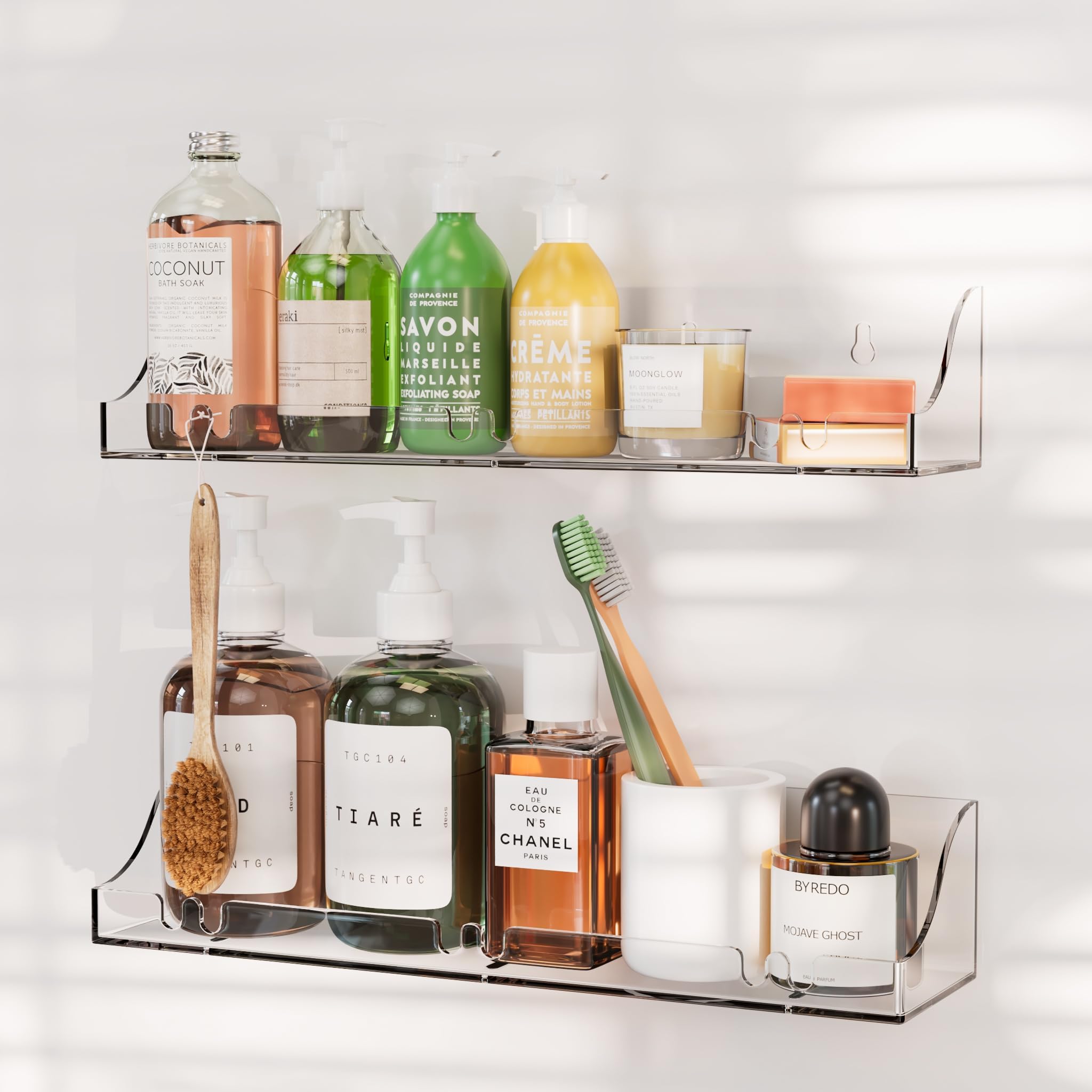 Amazon.com: TEKLIZ Acrylic Shower Shelves, Peel and Stick, No Drill ...