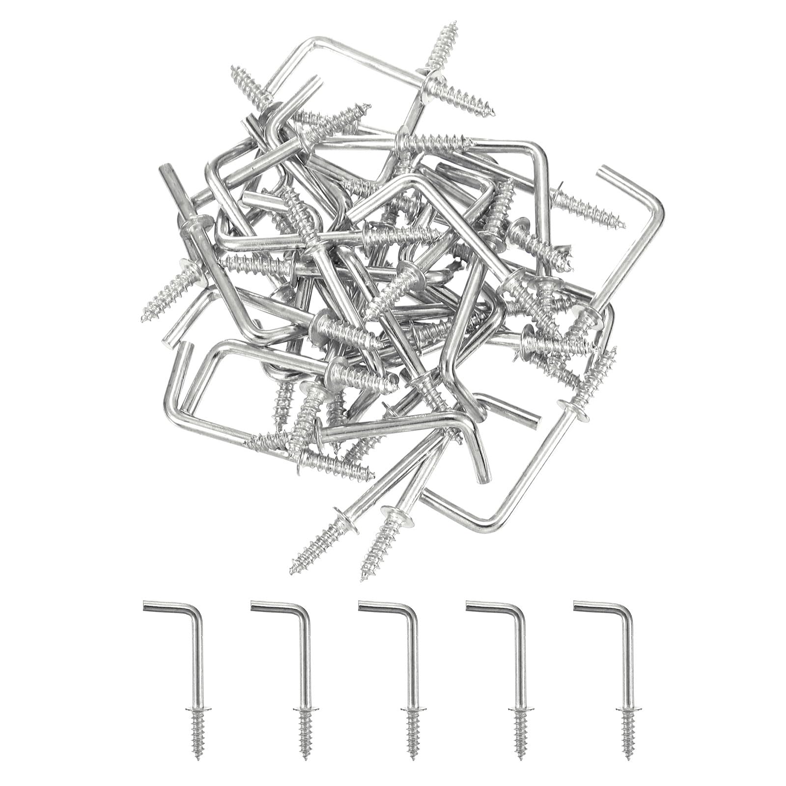 Amazon.com: uxcell 50 Pcs L Shape Hooks, 1 Inch Right Angle Hooks ...