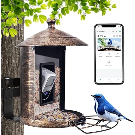 Amazon.com : Smart Bird Feeder with Camera, Wooden Bird Feeders with HD ...