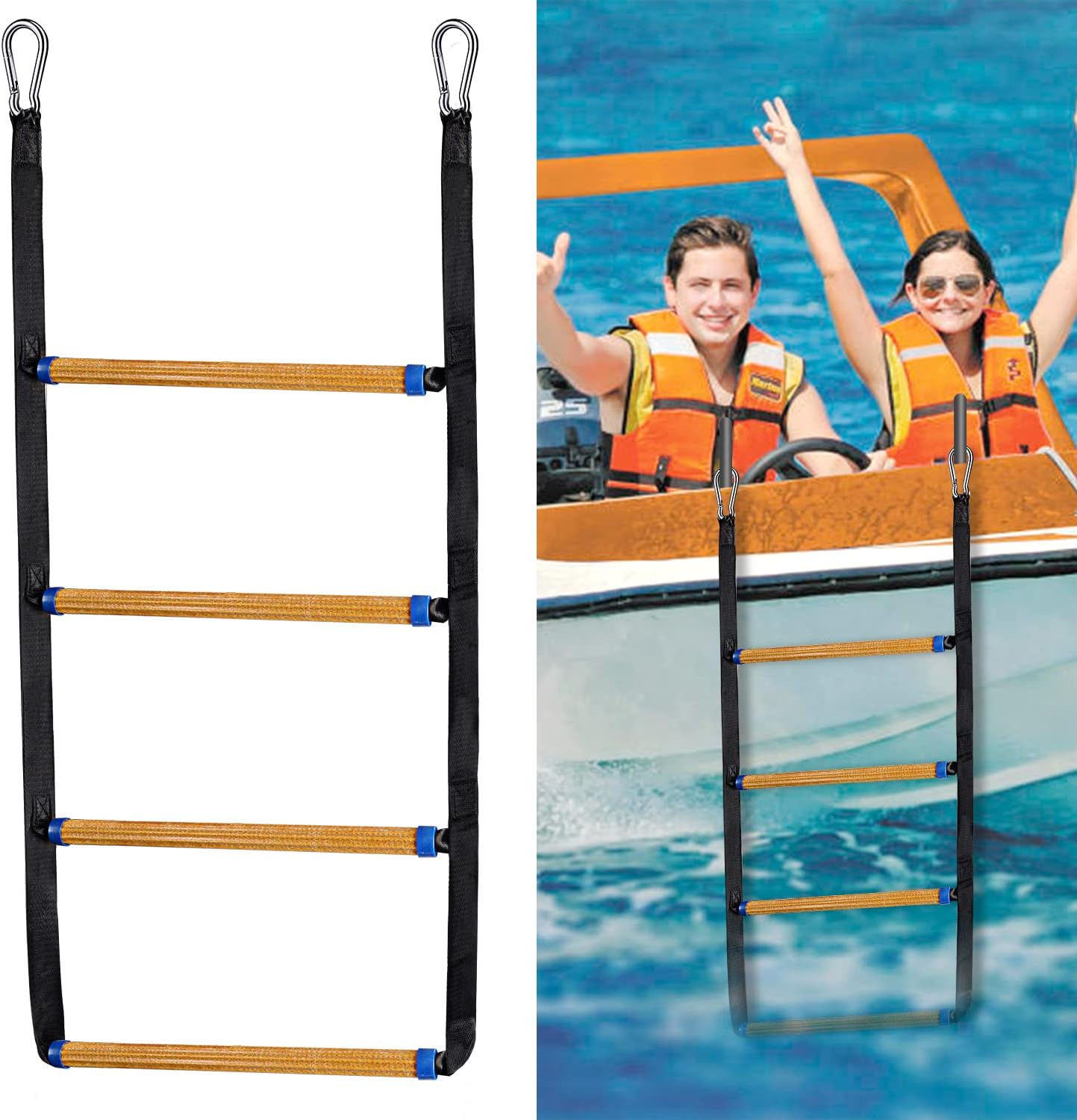 Amazon.com: Boat Rope Ladder 4 Step,Rope Ladder Portable for Adults ...