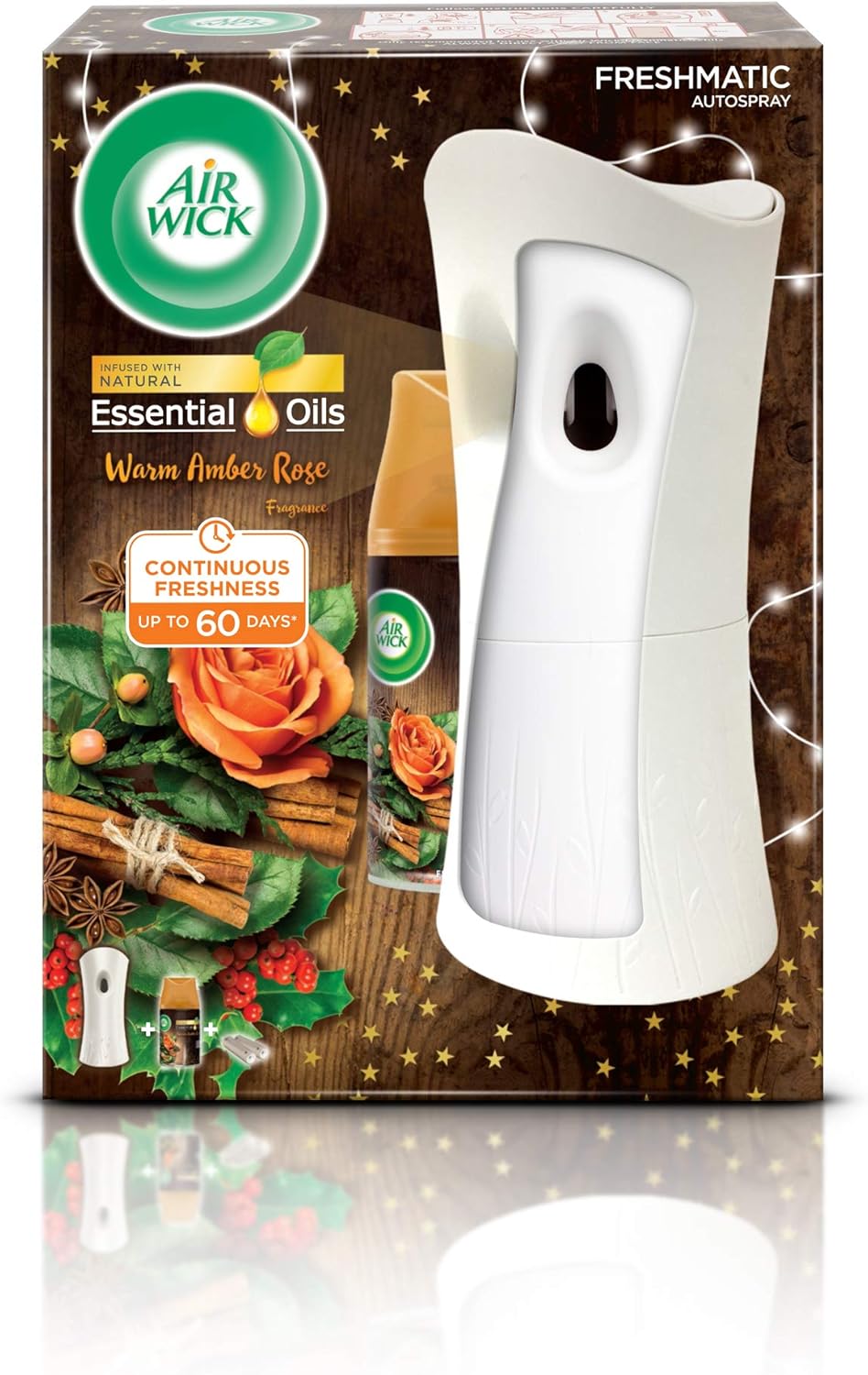 Air Wick Essential Oils Freshmatic Autospray Kit Warm Amber Rose Scent ...