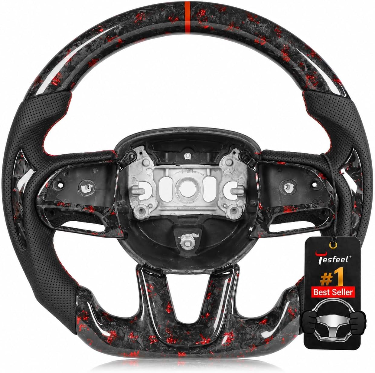 Amazon.com: TESFEEL Forged Carbon Fiber Steering Wheel compatible with ...