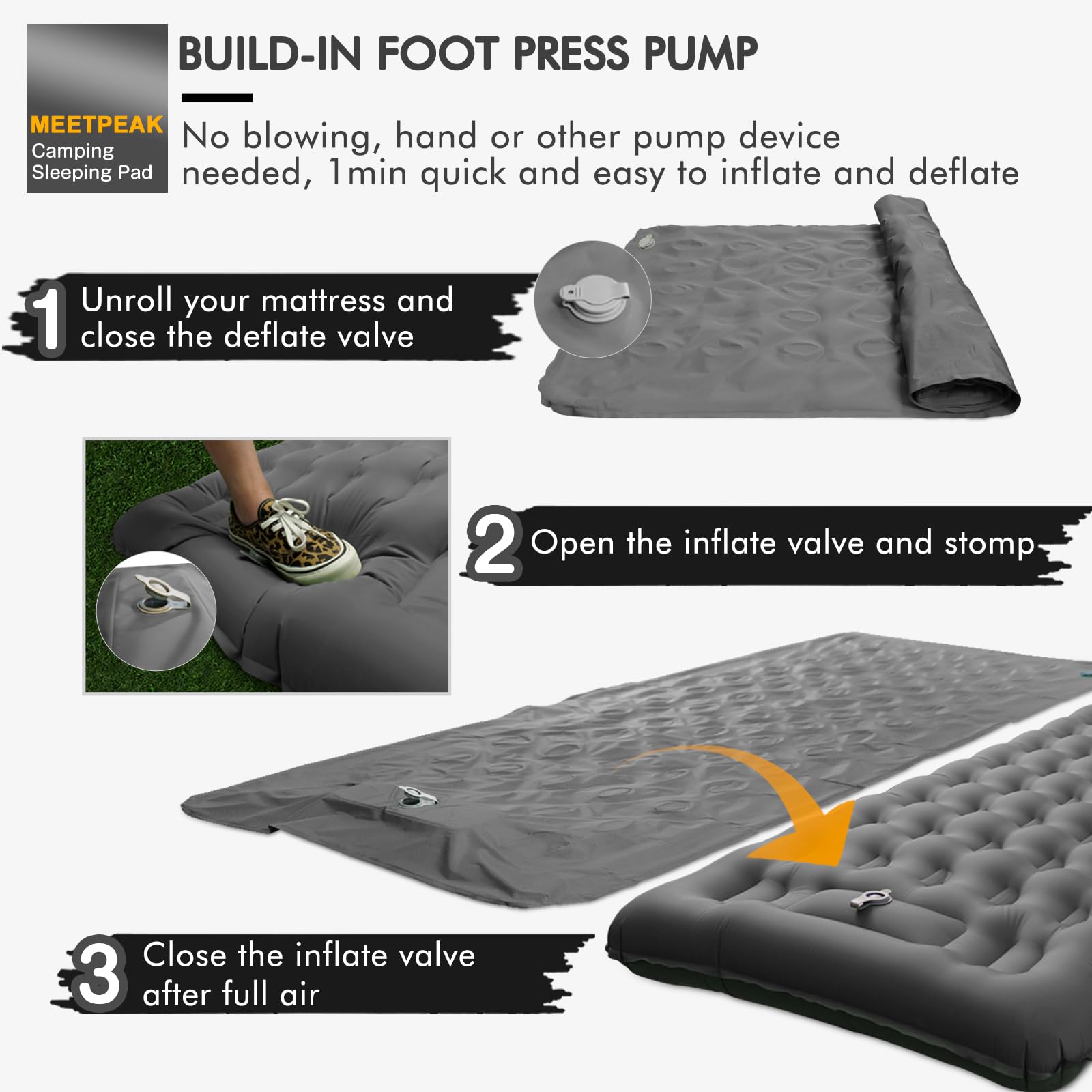 Snapklik.com : MEETPEAK Extra Thick 5 Inch Inflatable Sleeping Pad For ...