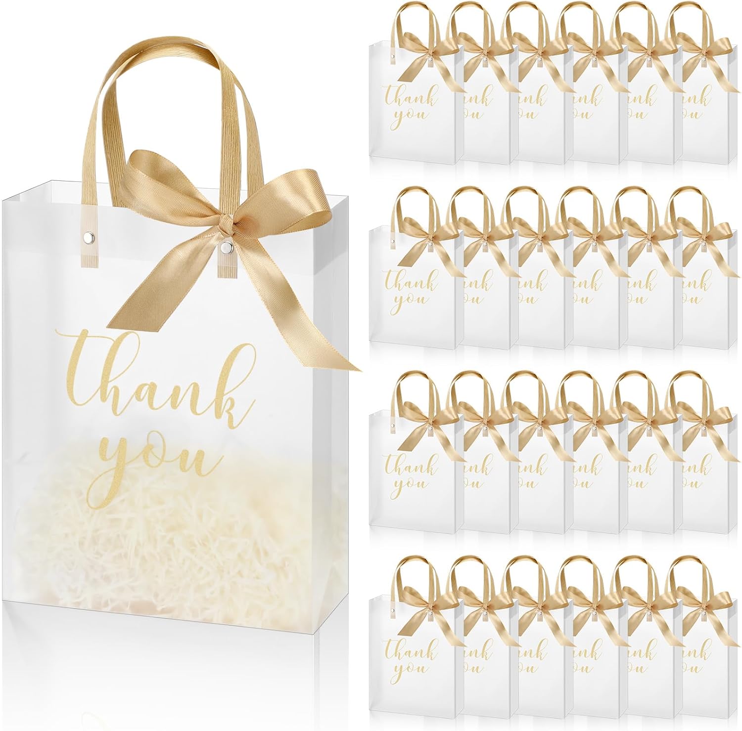 Amazon.com: Sadnyy 24 Pcs Clear Gift Bags with Handles 10 x 8 x 3.15 ...