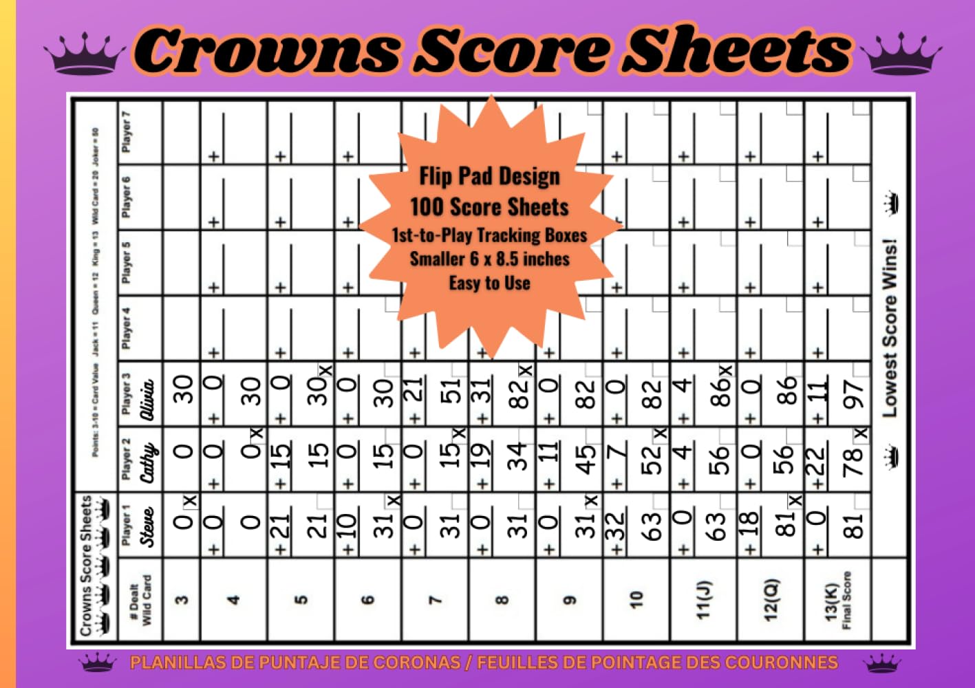 Amazon.com: Crowns Card Game 100 Score Sheets: Flip Pad Design / 100 ...