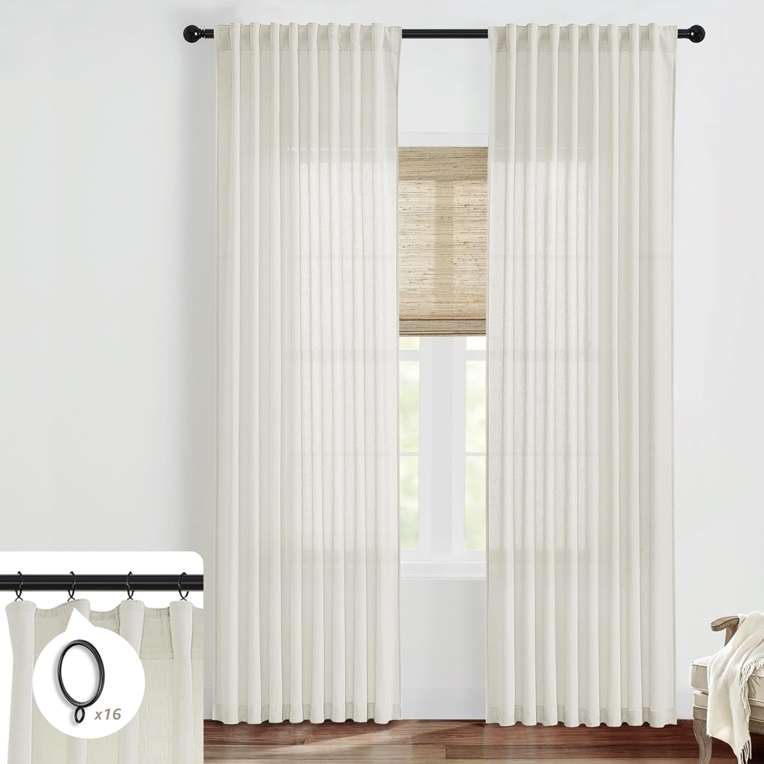 Amazon.com: Linen Curtains 84 Inch Curtains Length 2 Panels Set,Light ...