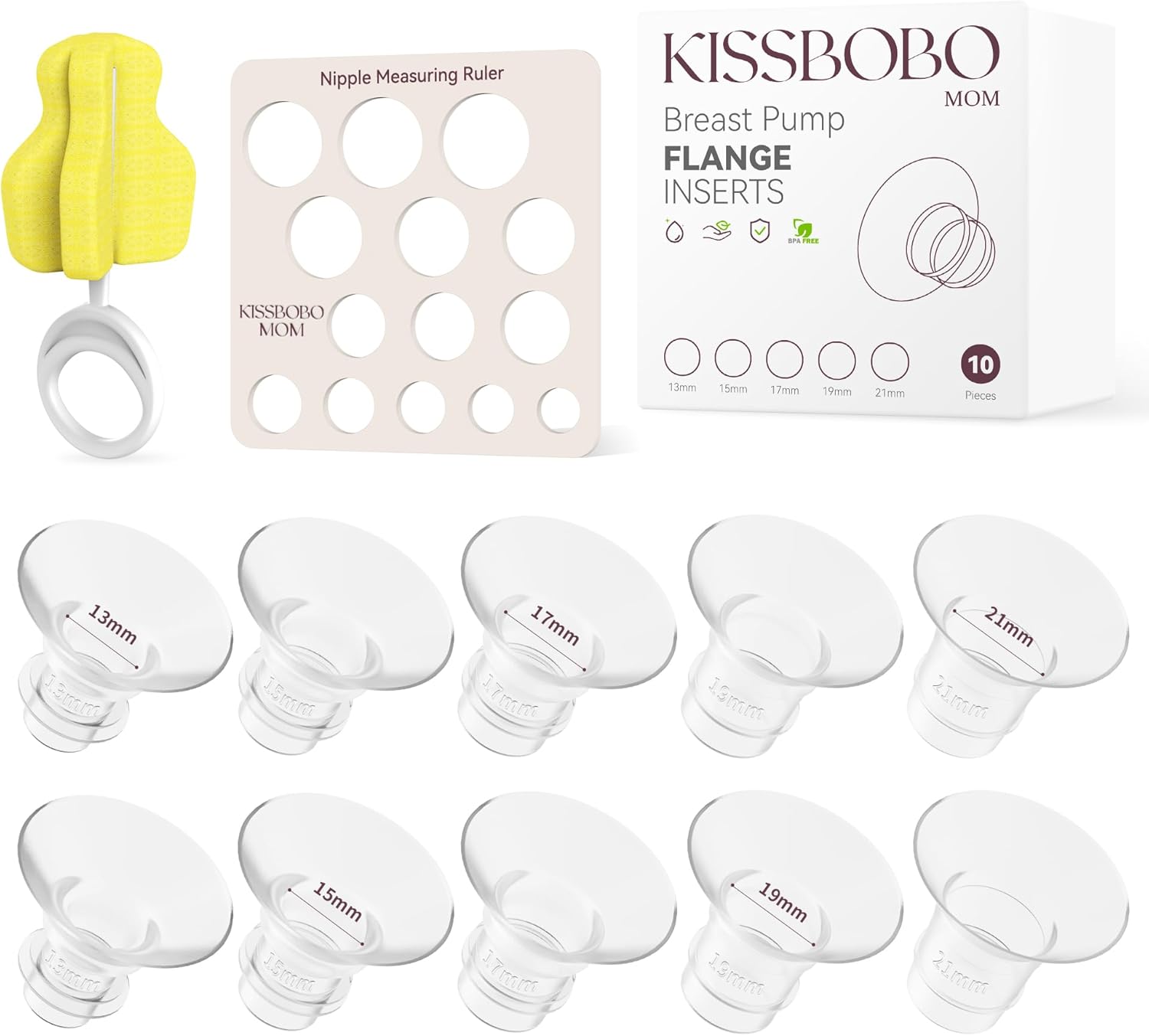 Amazon.com : KISSBOBO MOM Breast Pump Electrical 10 Pack Flange Inserts ...