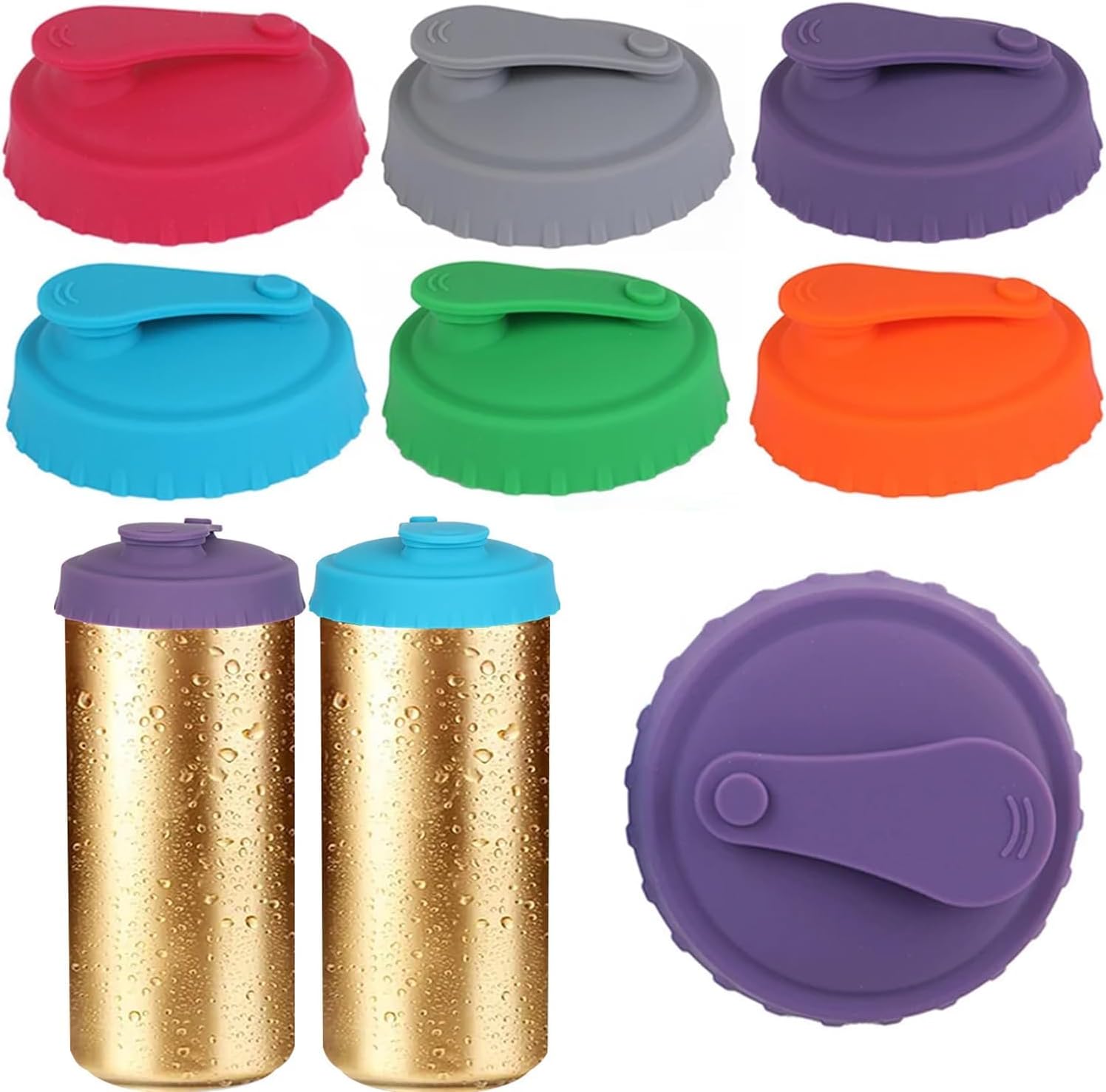 Amazon.com: RZJZGZ 6 Pcs Reusable Silicone Soda Can Lids - Protector ...