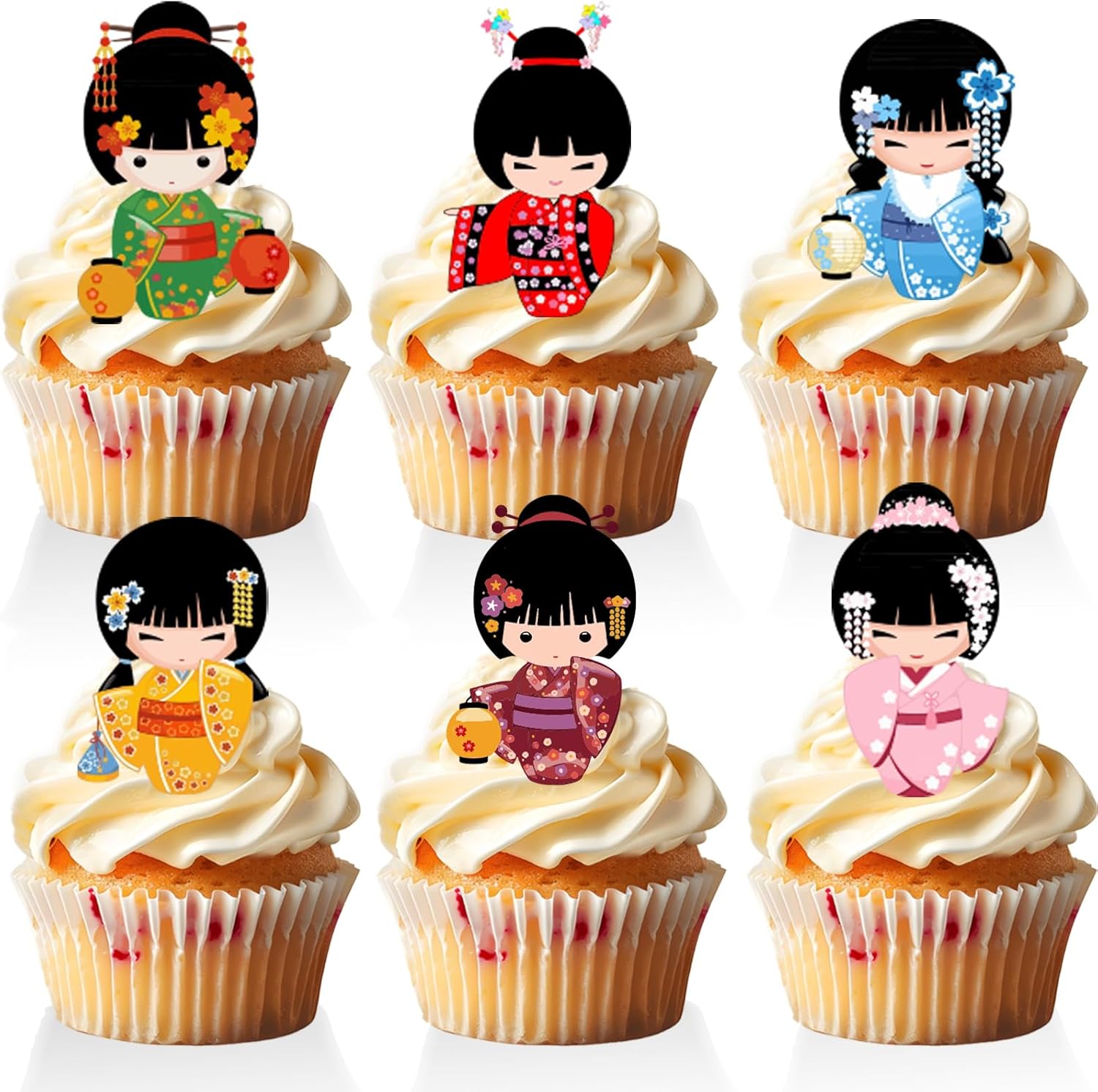 Amazon.com: 18 PCS Japanese Cupcake Toppers for Girls Women Kokeshi ...