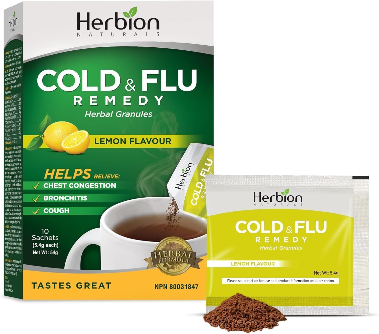 Herbion Natural Cold & Flu Remedy Herbal Granules with Natural Lemon ...