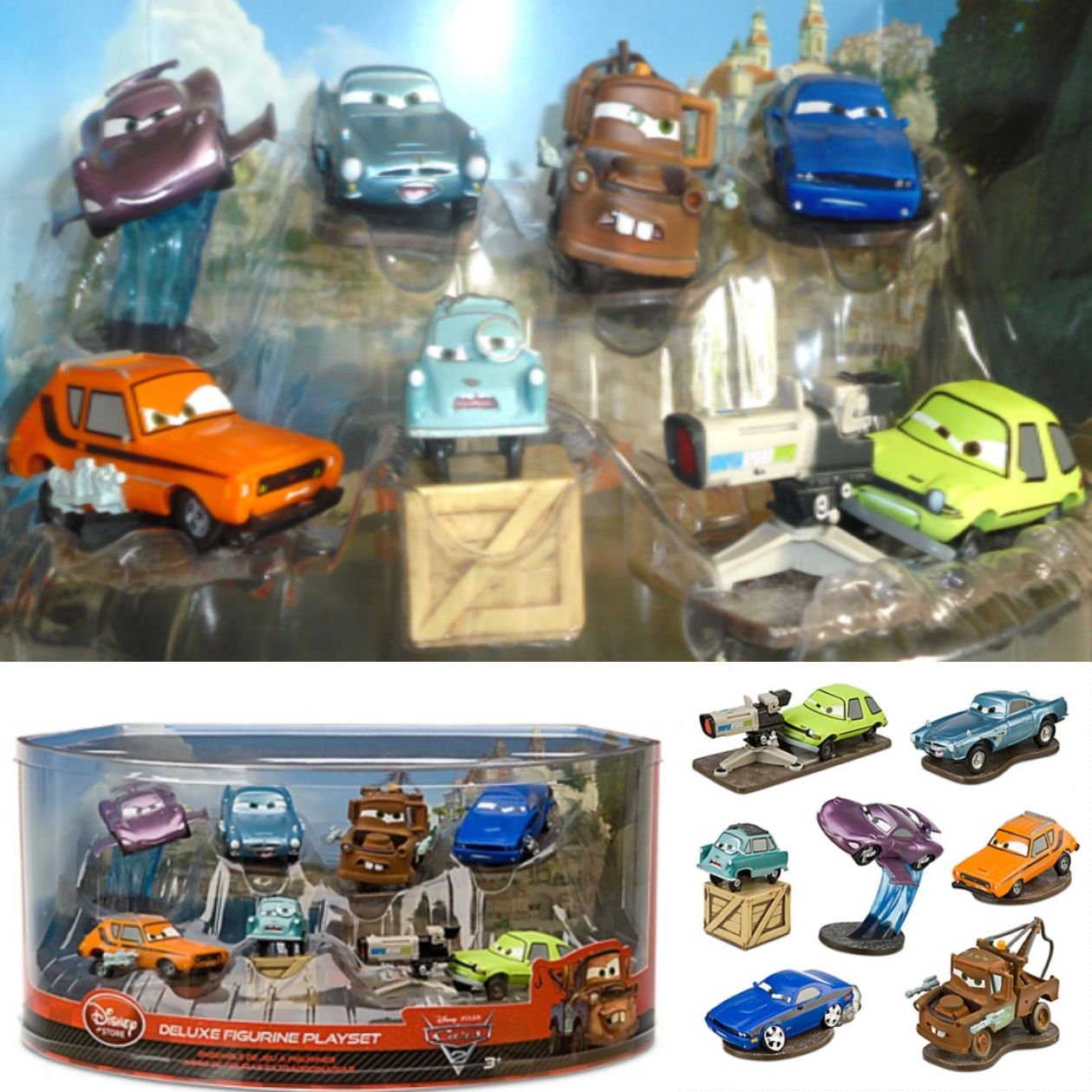 Buy DISNEY CARS 2 FIGURINE PLAYSET CAKE TOPPERS 7 Pieces Tow Mater Finn ...