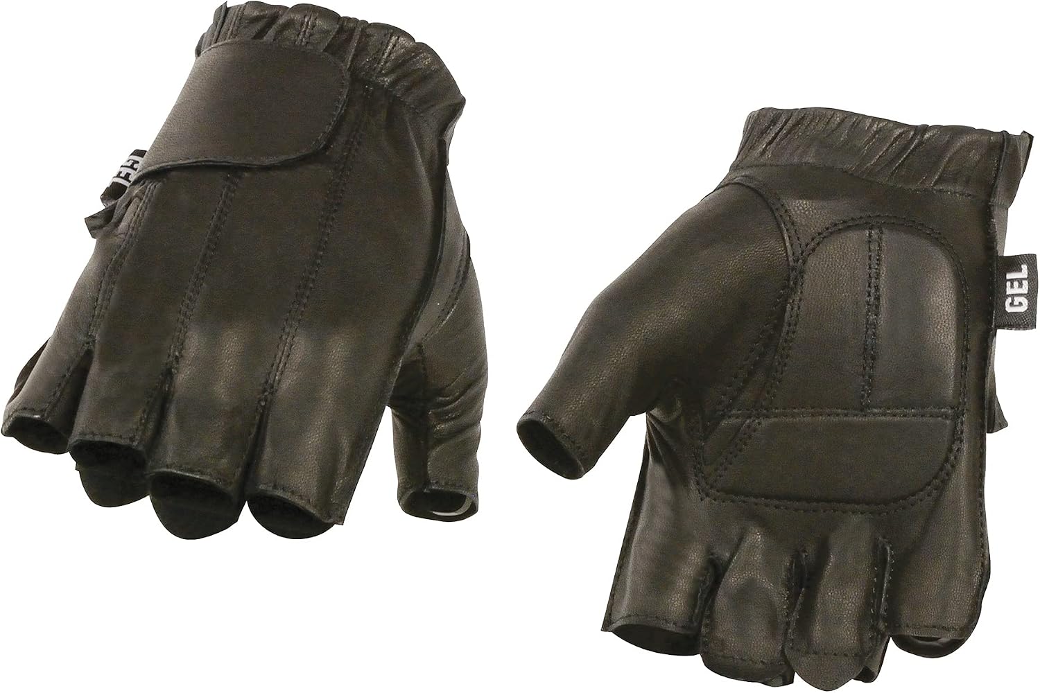 Amazon.com: Leather Fingerless Motorcycle Biker Gel Palm Gloves Large ...