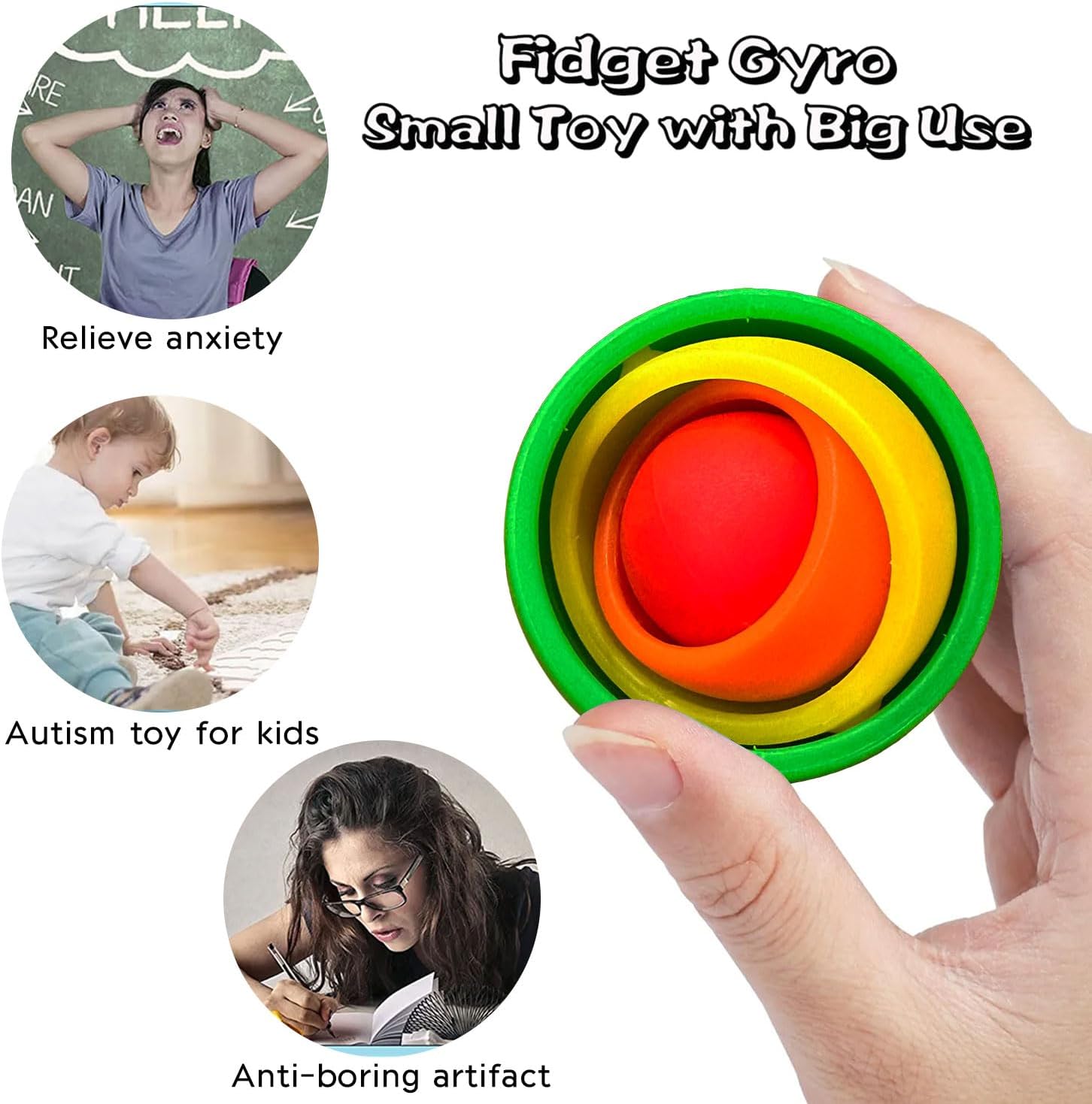 Paquete de 3 juguetes sensoriales para la ansiedad, bola giratoria 3D ...