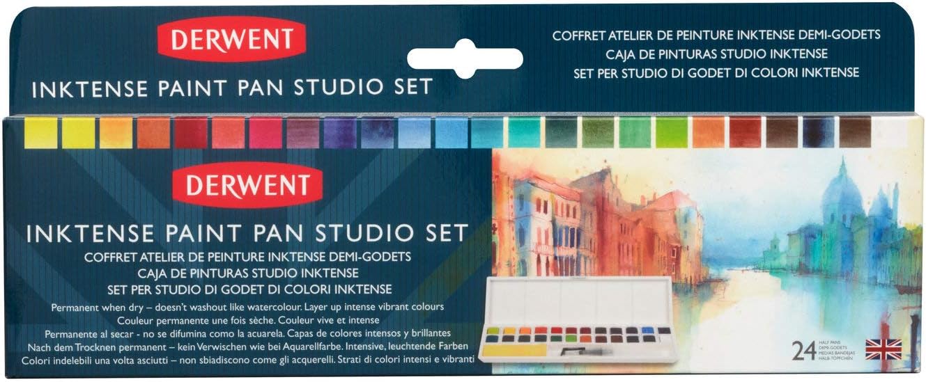 Derwent Inktense Paint 24 Pan Palette, Set of 24, Half Pan Size, Water ...