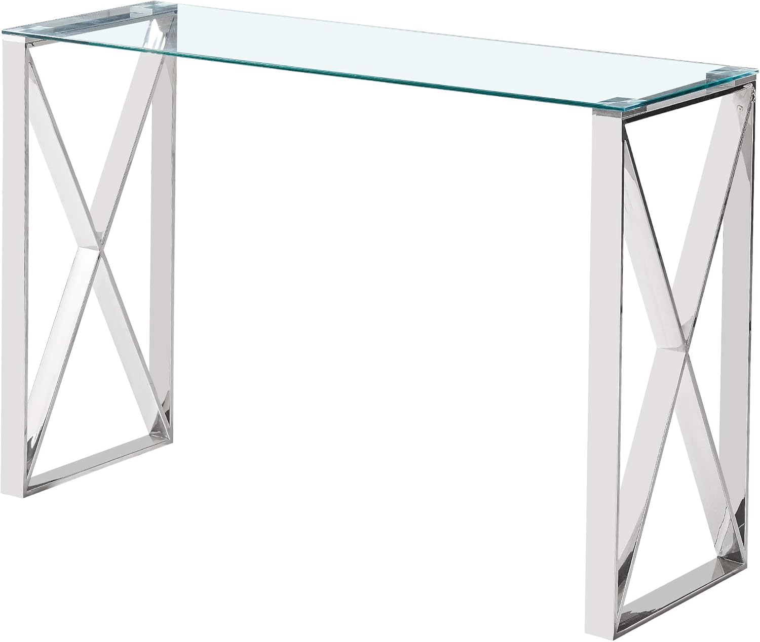 Charles Jacobs Clear Glass Console Table with Mirrored Finish Crossover ...