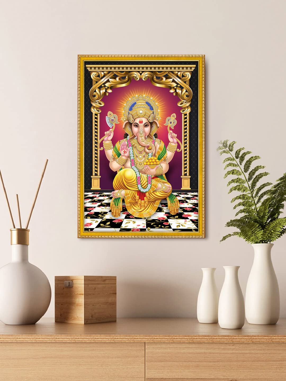 999store Blessing Lord Ganesha Photo Painting With Photo Frame Mandir ...