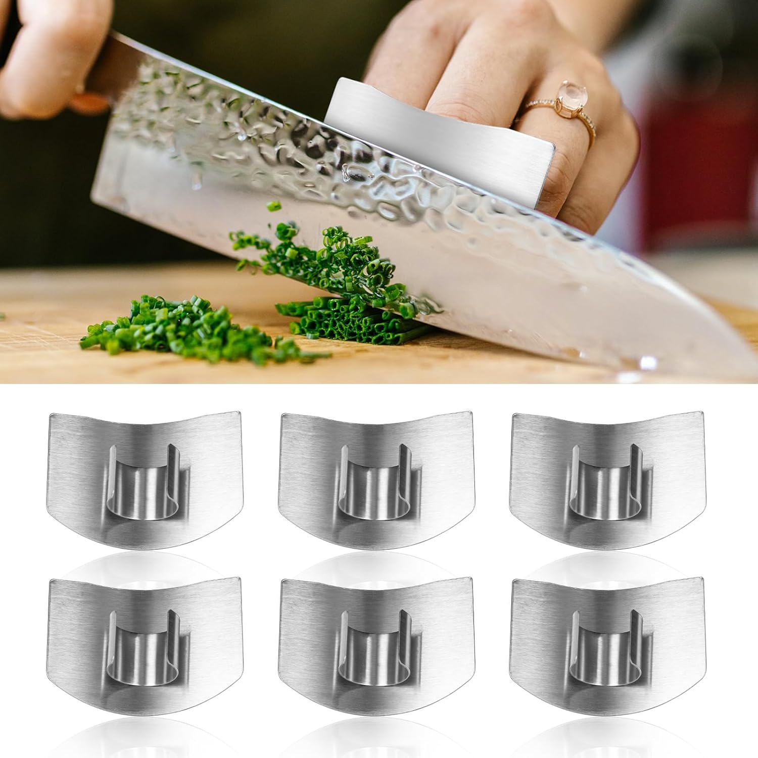Amazon.com: 6pcs Stainless Steel Finger Guards for Cutting, Kitchen ...