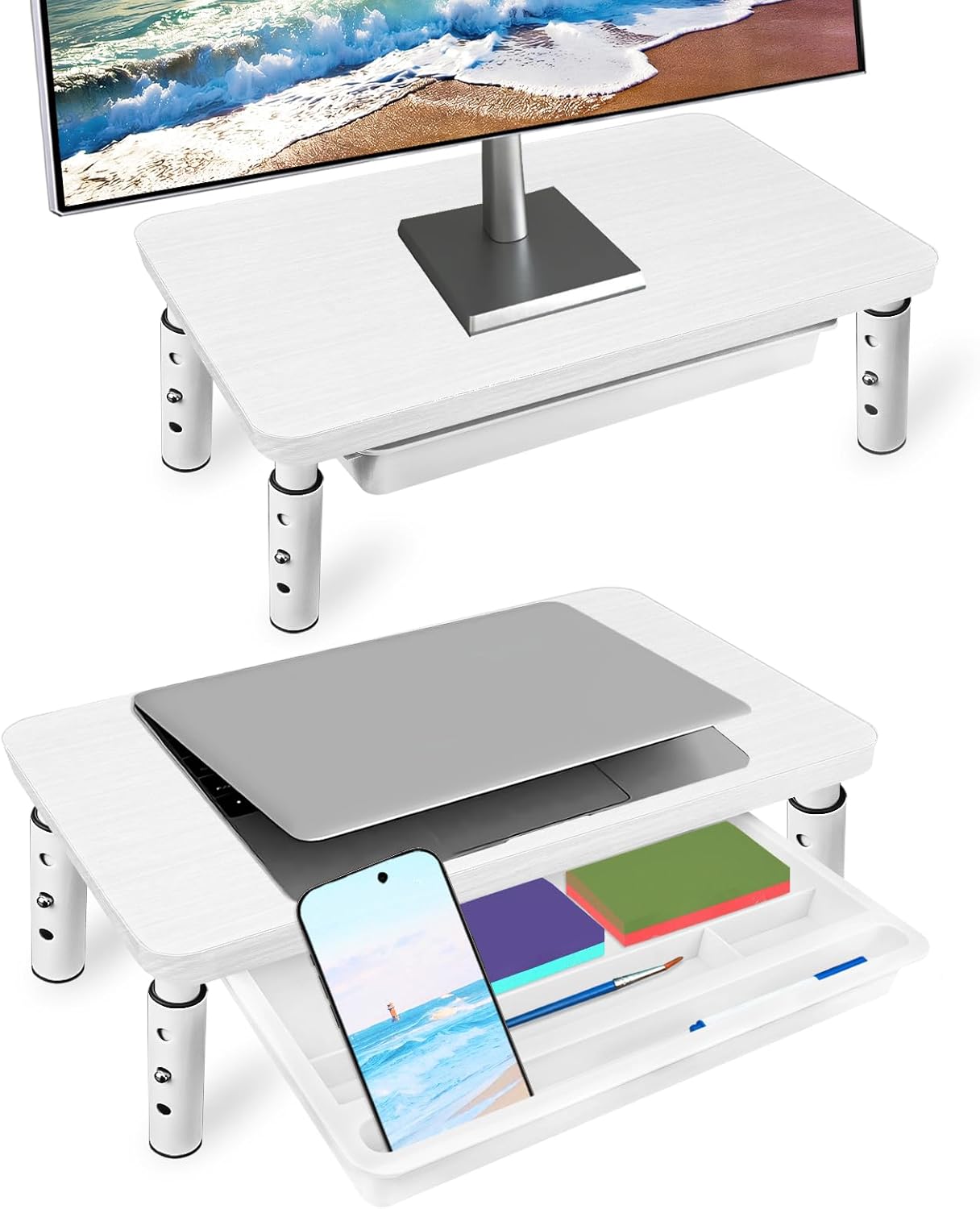Amazon.com: BEHEY Monitor Riser, White Monitor Stand, Blocks To Raise ...