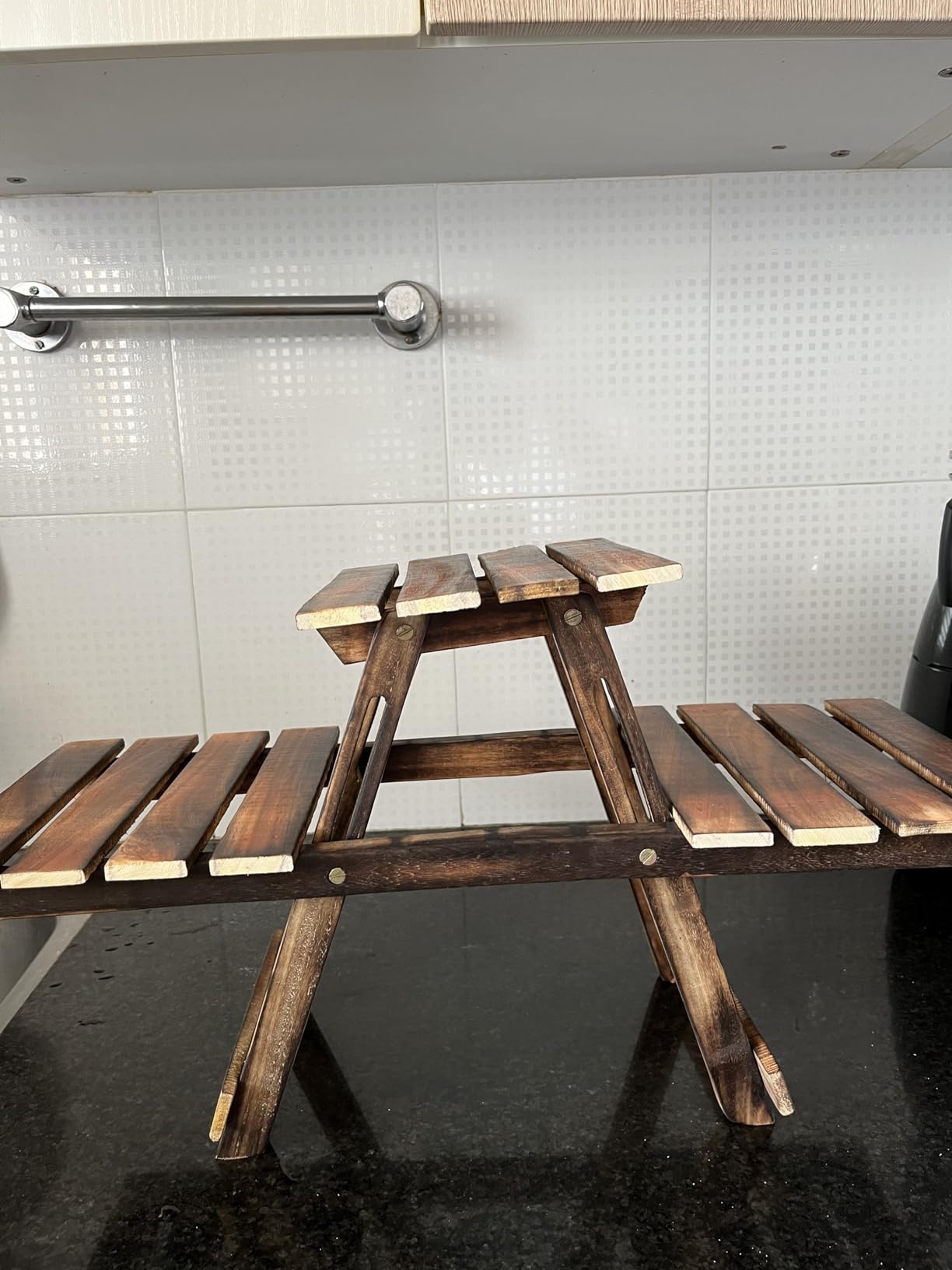 AMAH Wooden Multipurpose Living Room Flower Pot Stool Folding Rack Side ...