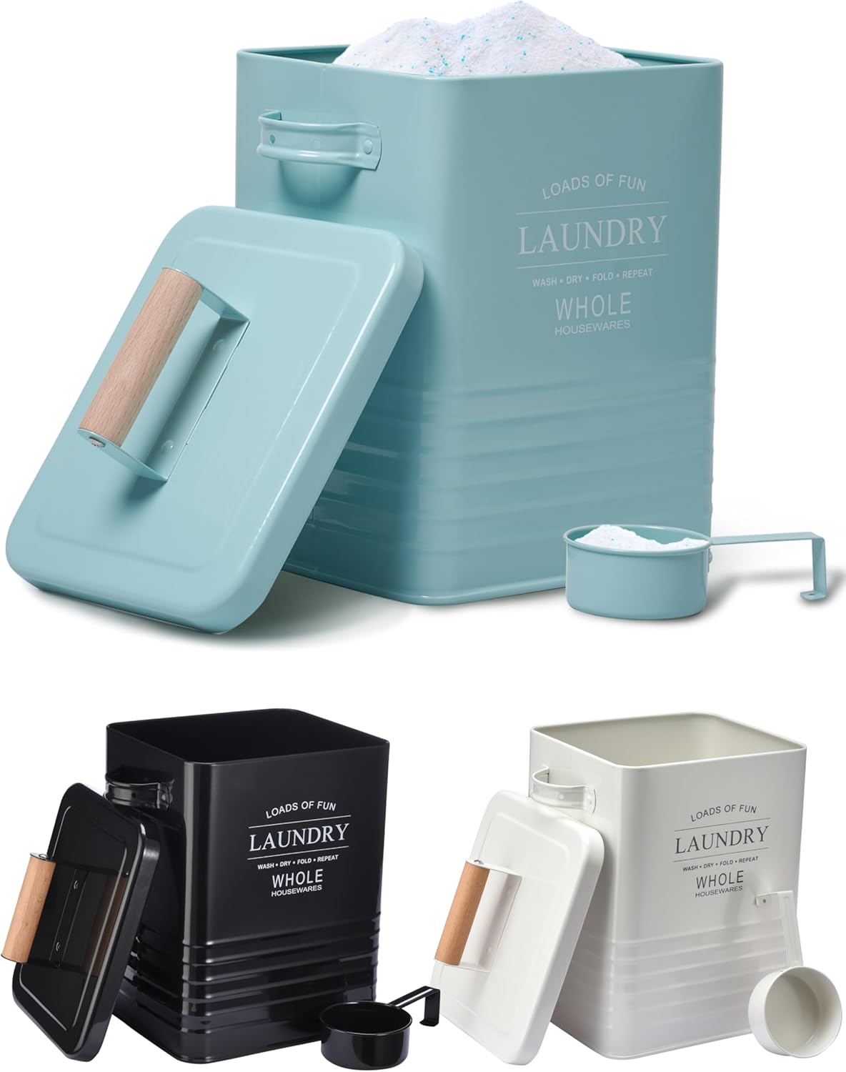 Amazon.com: WHOLE HOUSEWARES Laundry Powder Container with Scoop for ...