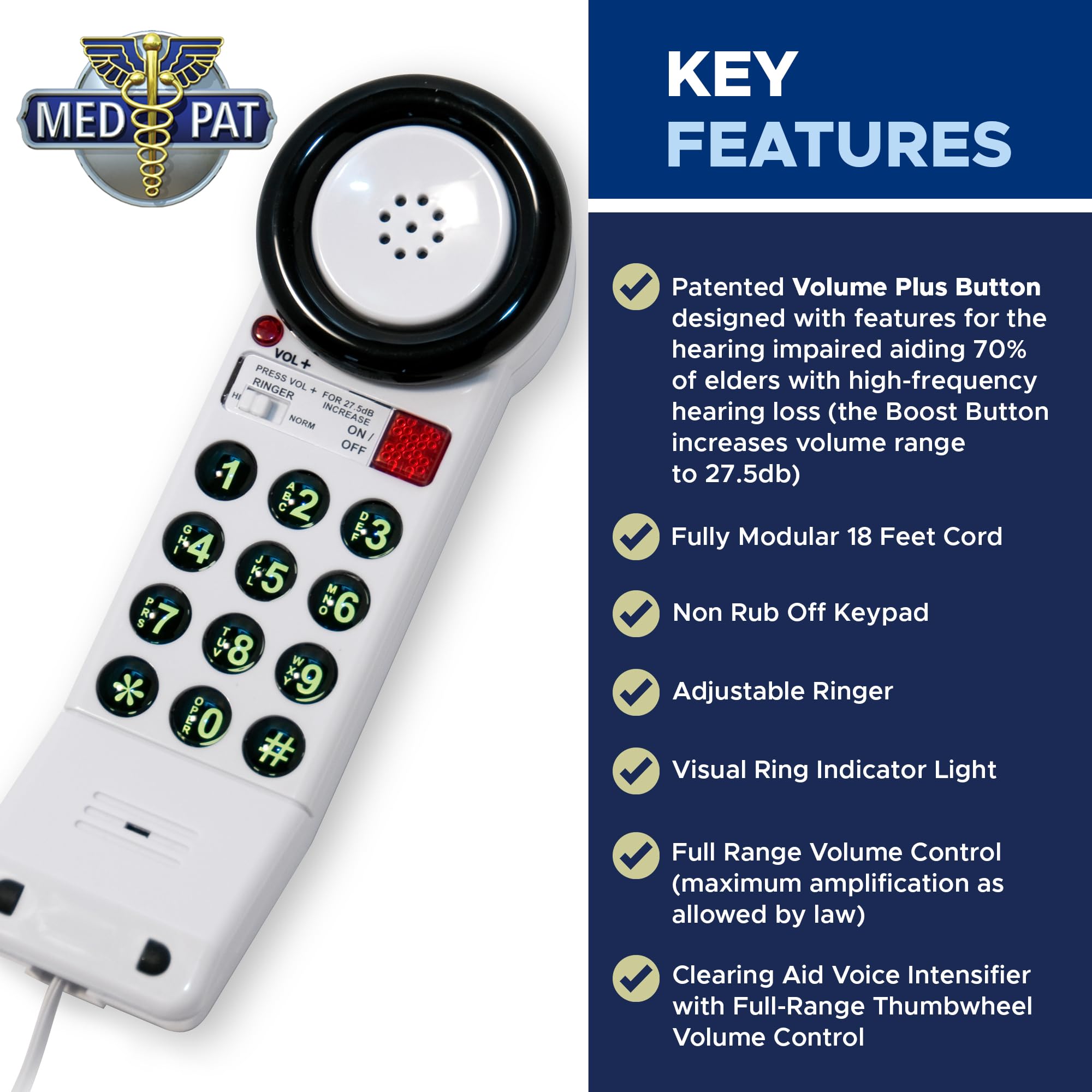 Snapklik.com : Med-Pat XL88Q - Easy To Use One-Piece Telephone