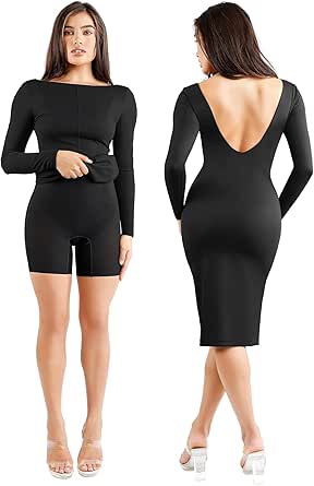 Amazon.com: Popilush The Shapewear Dress Backless Shaper Dress with ...