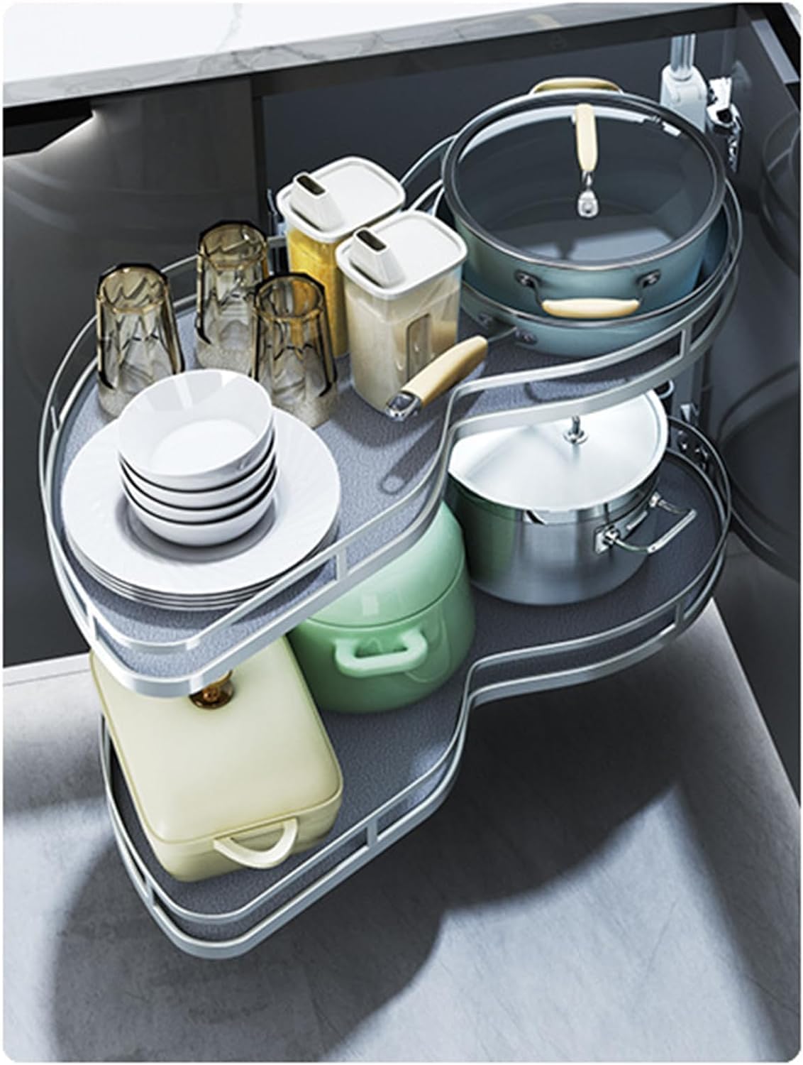 Corner Kitchen Cabinet nizer Shelf Rack with Soft Close Height ...