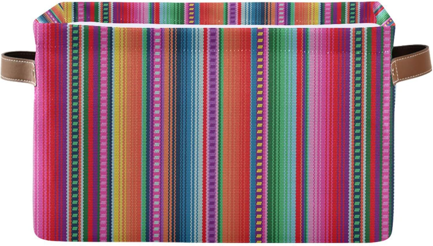 Amazon.com: YETTASBIN Mexican Serape Blanket Stripes Storage Basket 1pc ...