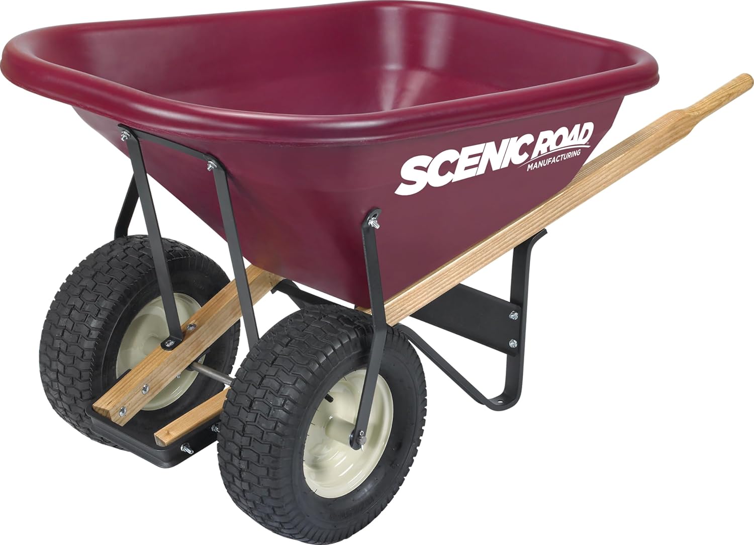 Amazon.com: SCENIC ROAD Dual-Wheel 8 Cu Ft Wheelbarrow with 16" Flat ...