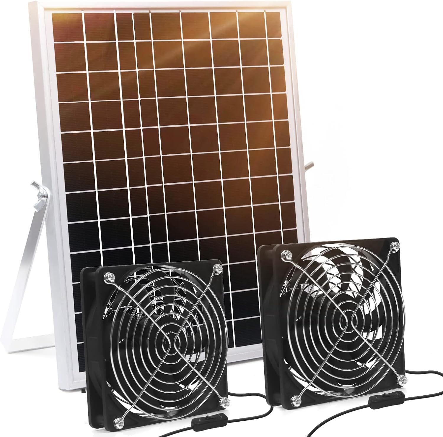 Amazon.com: Aeecruny Solar Panel Fan, 15W Solar Fan kit for Outdoor ...
