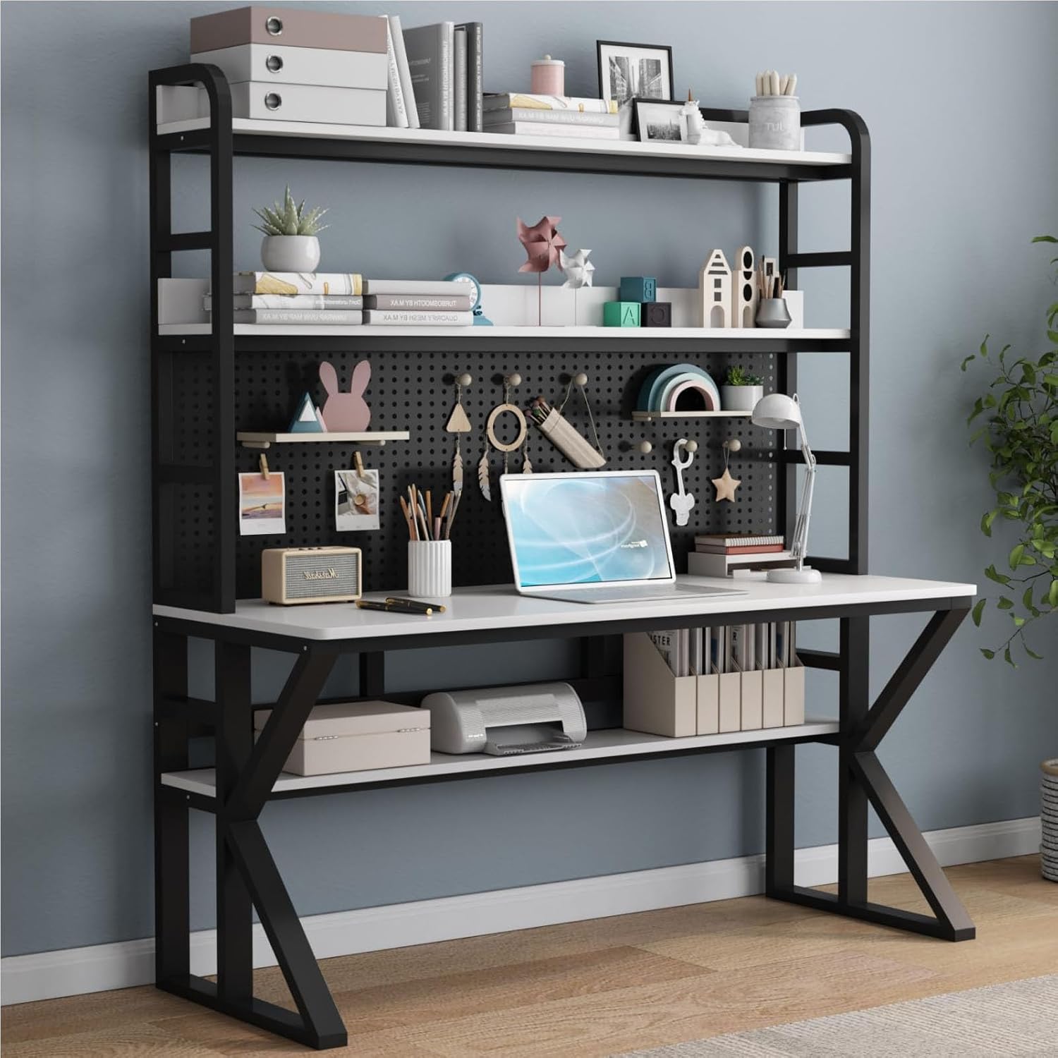 Amazon.com: Desk Bookshelf - Office Desk Workbench Storage Rack ...