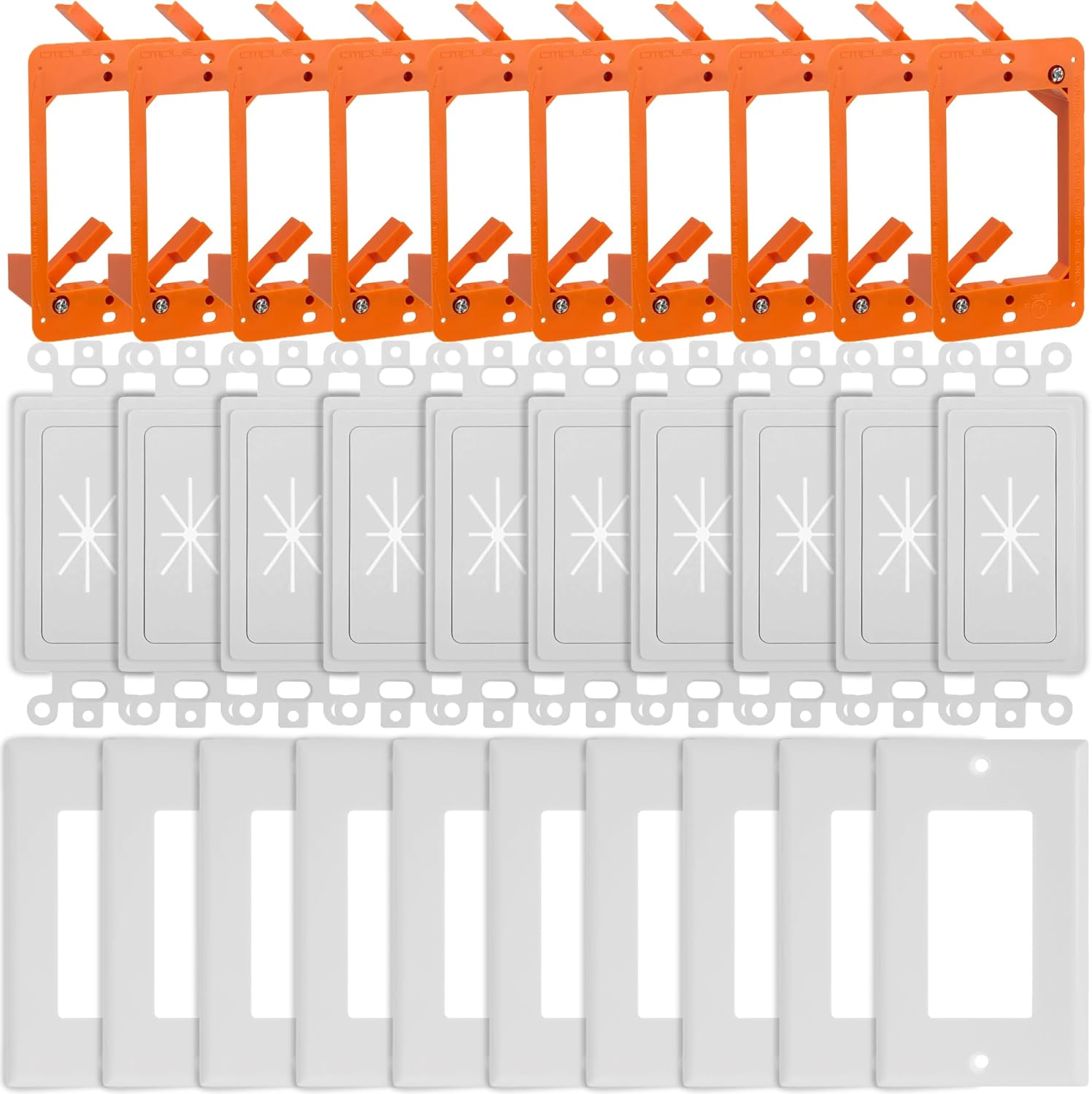 Cmple - 10 Pack 1 Gang Low Voltage Drywall Mounting Bracket + 10 Pack 1 ...