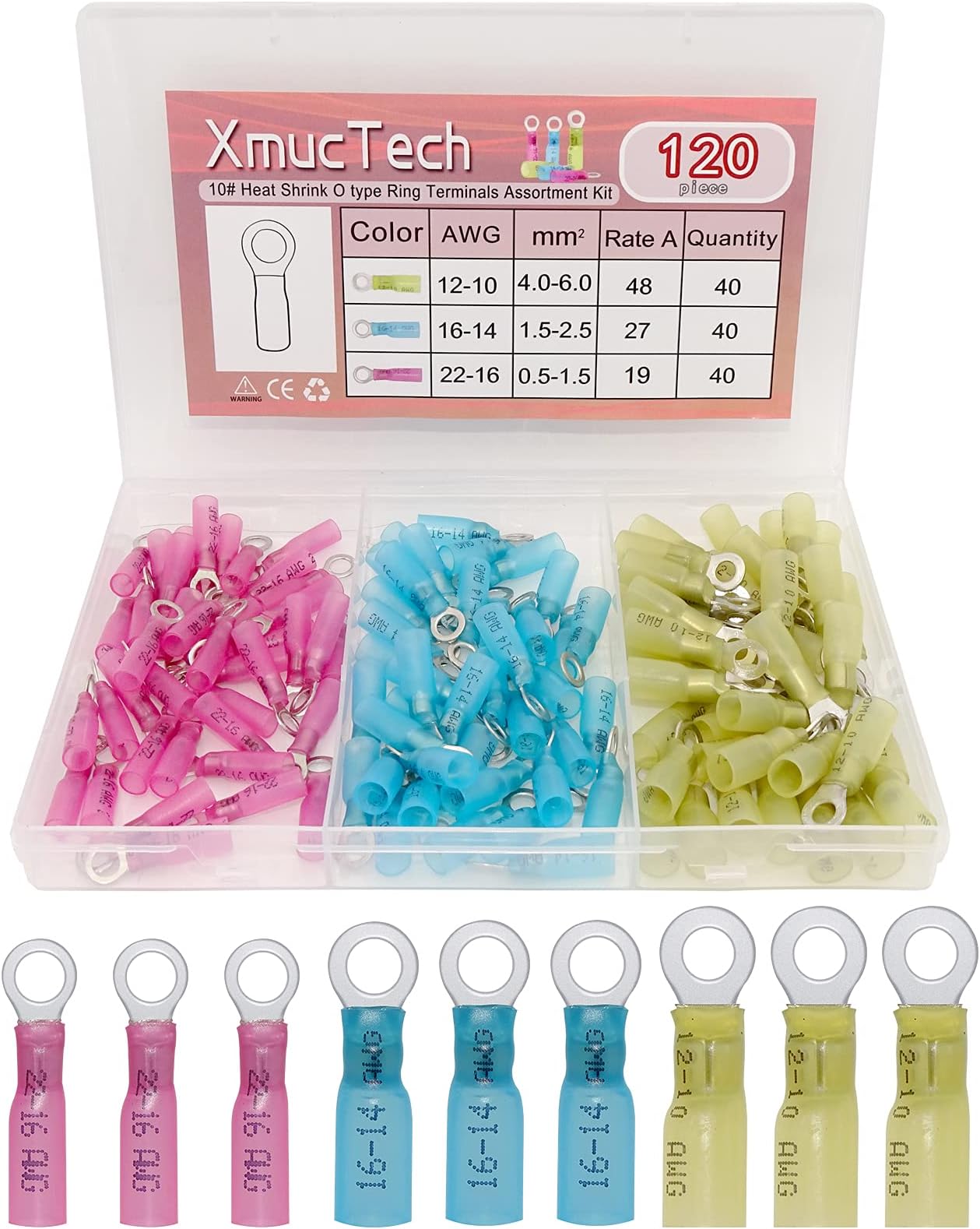 Amazon.com: 225Pcs Ring Terminals Electrical Wire Crimp Connectors ...