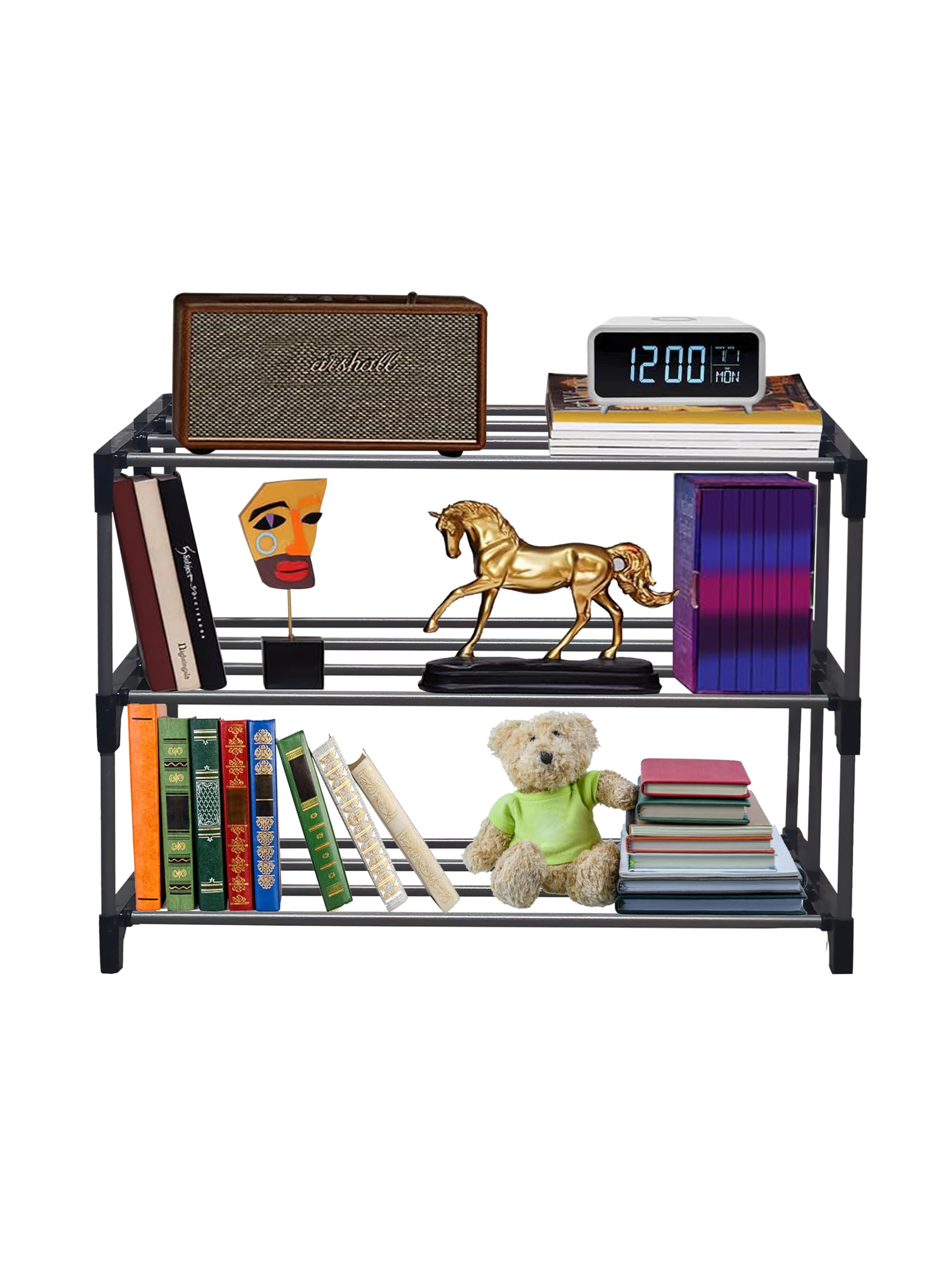 GlowSilk Heavy Duty Metal, Plastic Foldable, Book Shelf (Set of 3 ...