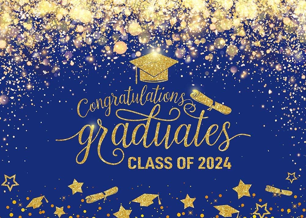 Amazon.com : Avezano 8x6ft Graduation Backdrops 2024 Blue and Gold ...