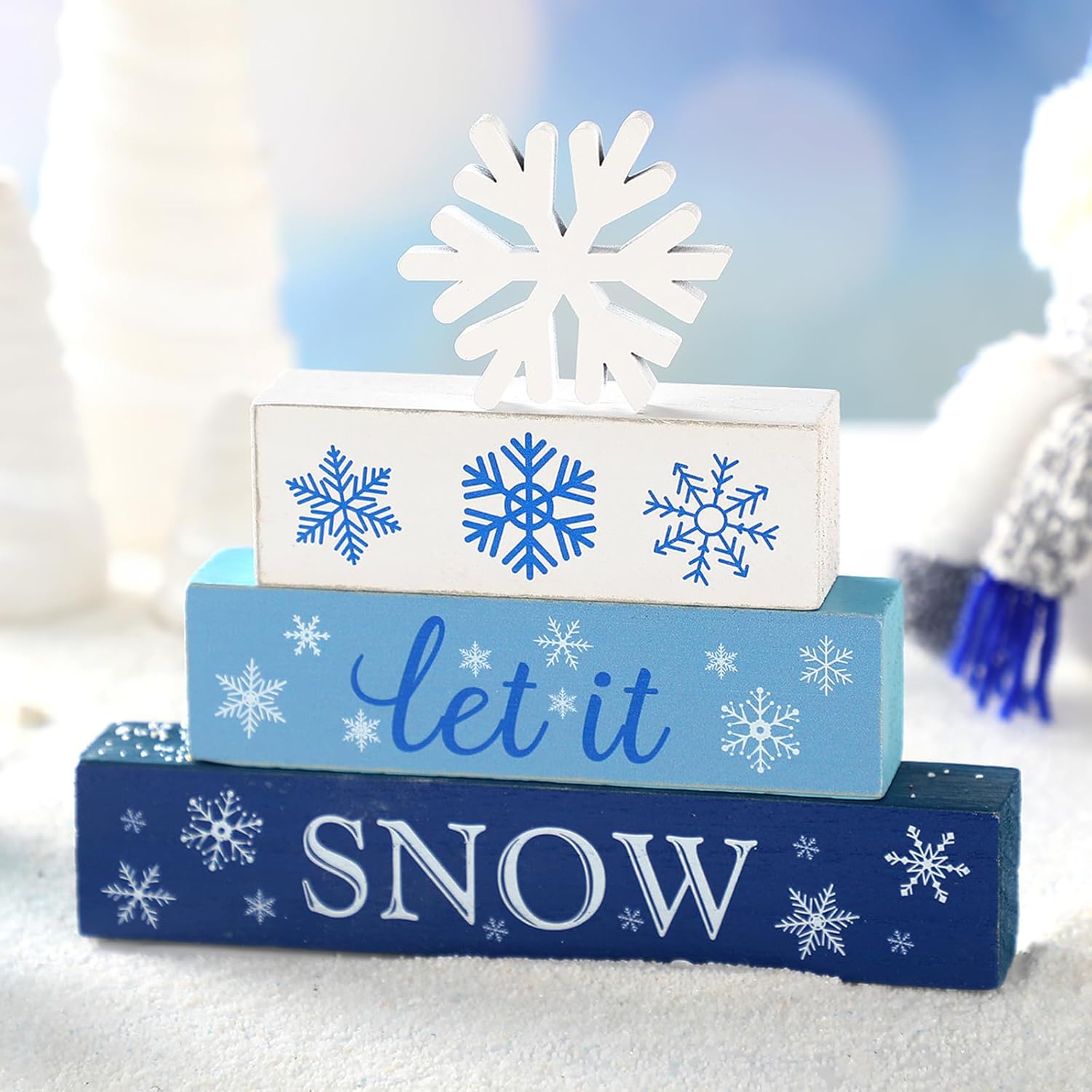 Amazon.com: Suzile 4 Pcs Winter Table Decorations Let It Snow Table ...