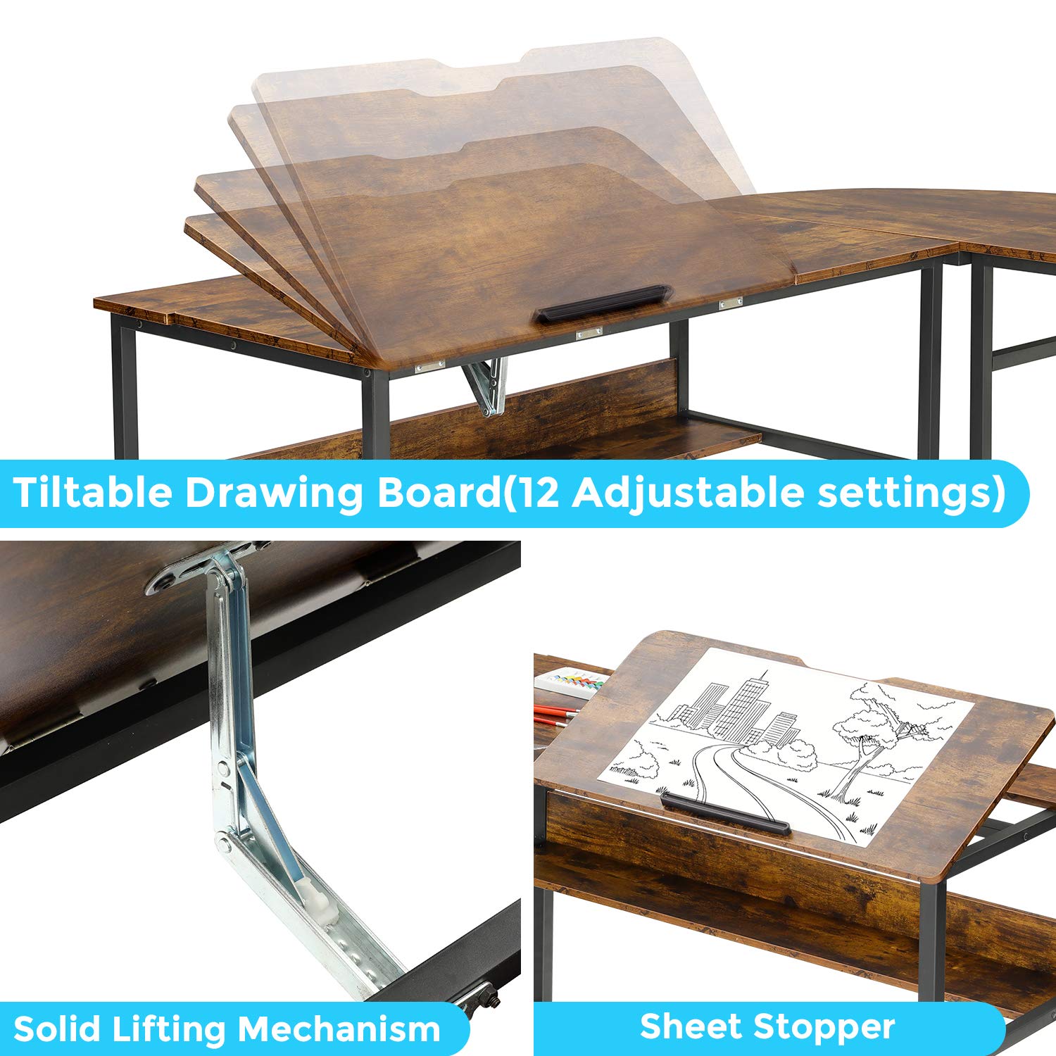 Buy Sedeta L Shaped Desk, 70.9 inches Corner Computer Desk with Monitor ...