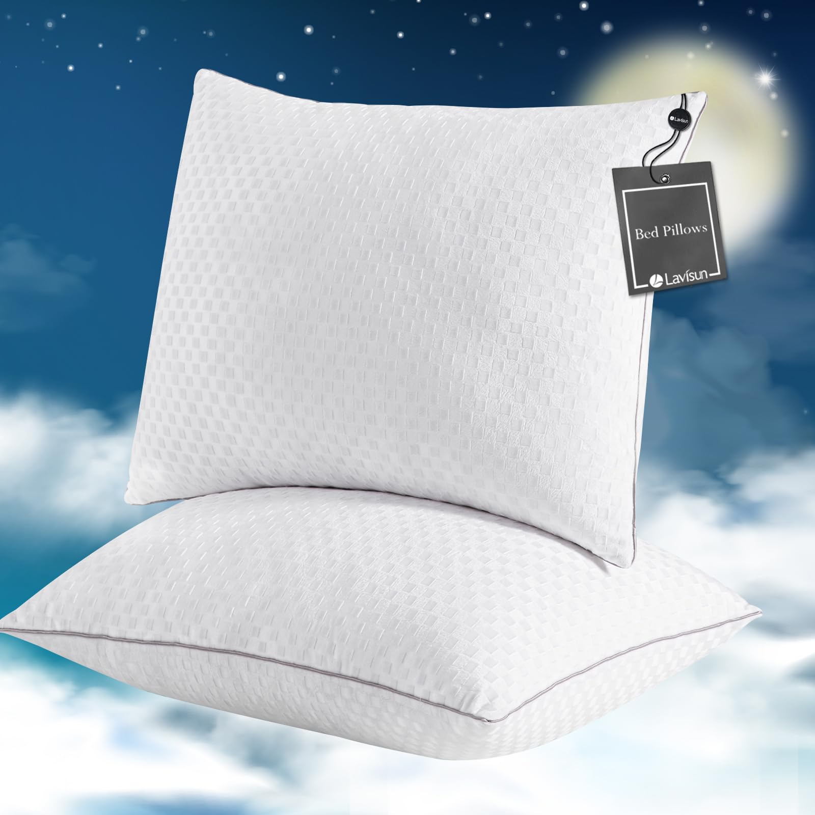 Amazon.com: Lavisun Pillows King Size Set of 2-Soft and Supportive Bed ...