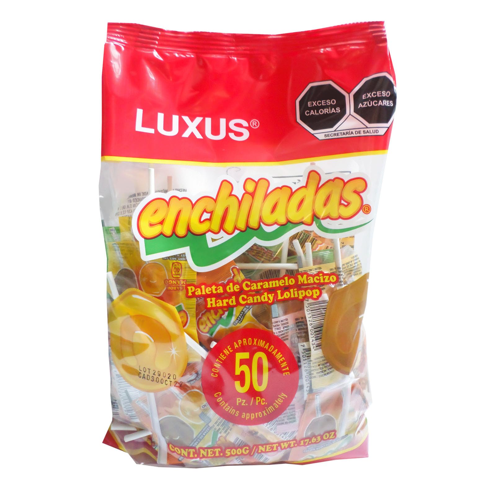 Luxus Paleta Caramelo Enchilada 50 Piezas : Amazon.com.mx: Alimentos y ...